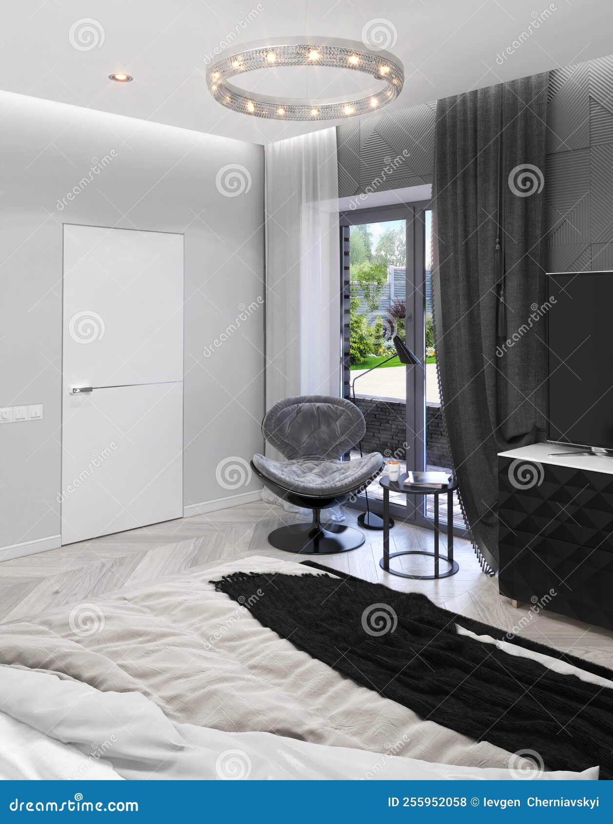 Bedroom in Conservative Styling, 3D Render Stock Illustration ...