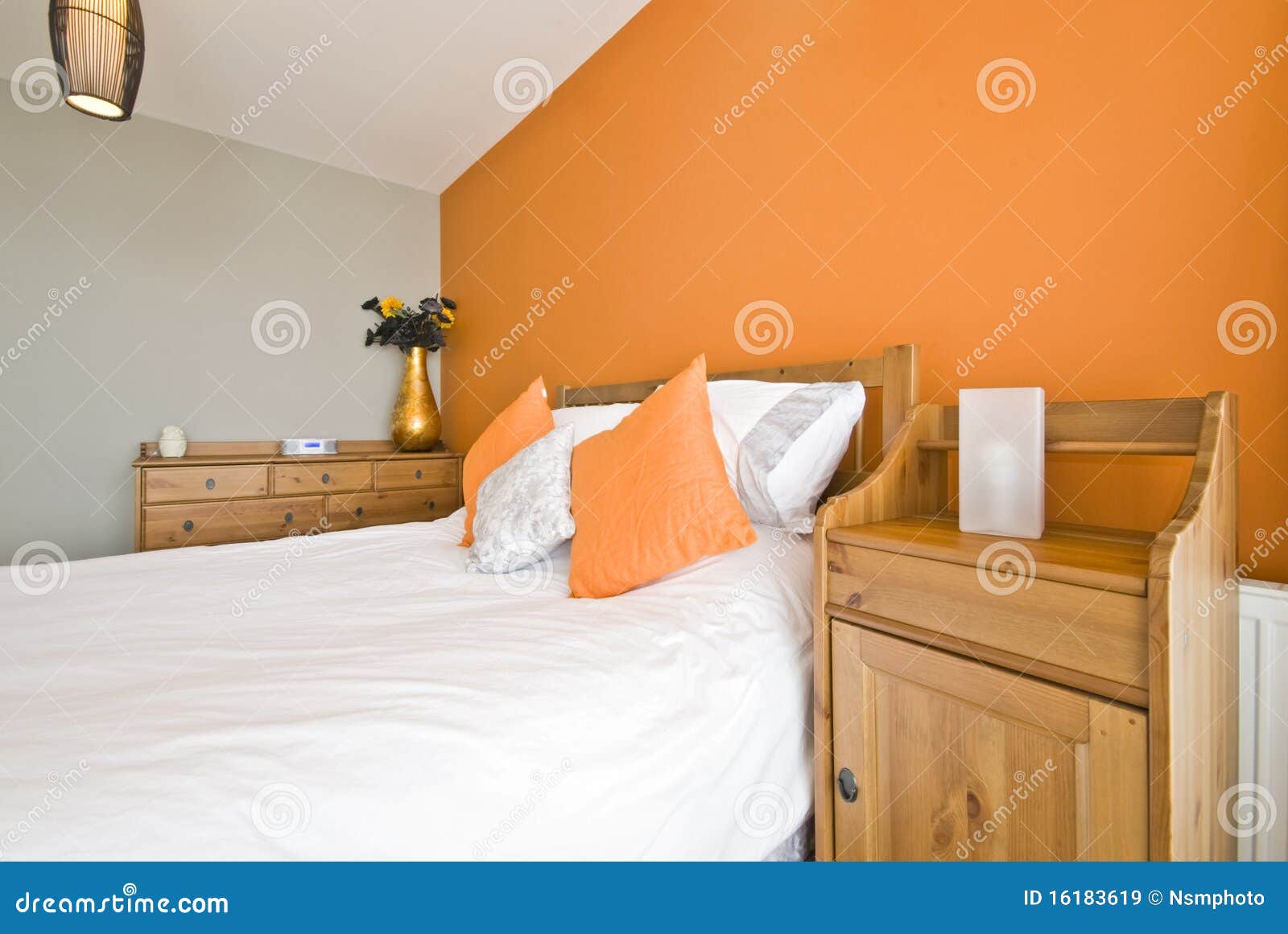Bedroom Detail of a Wooden Bed with Bedside Table Stock Image - Image ...