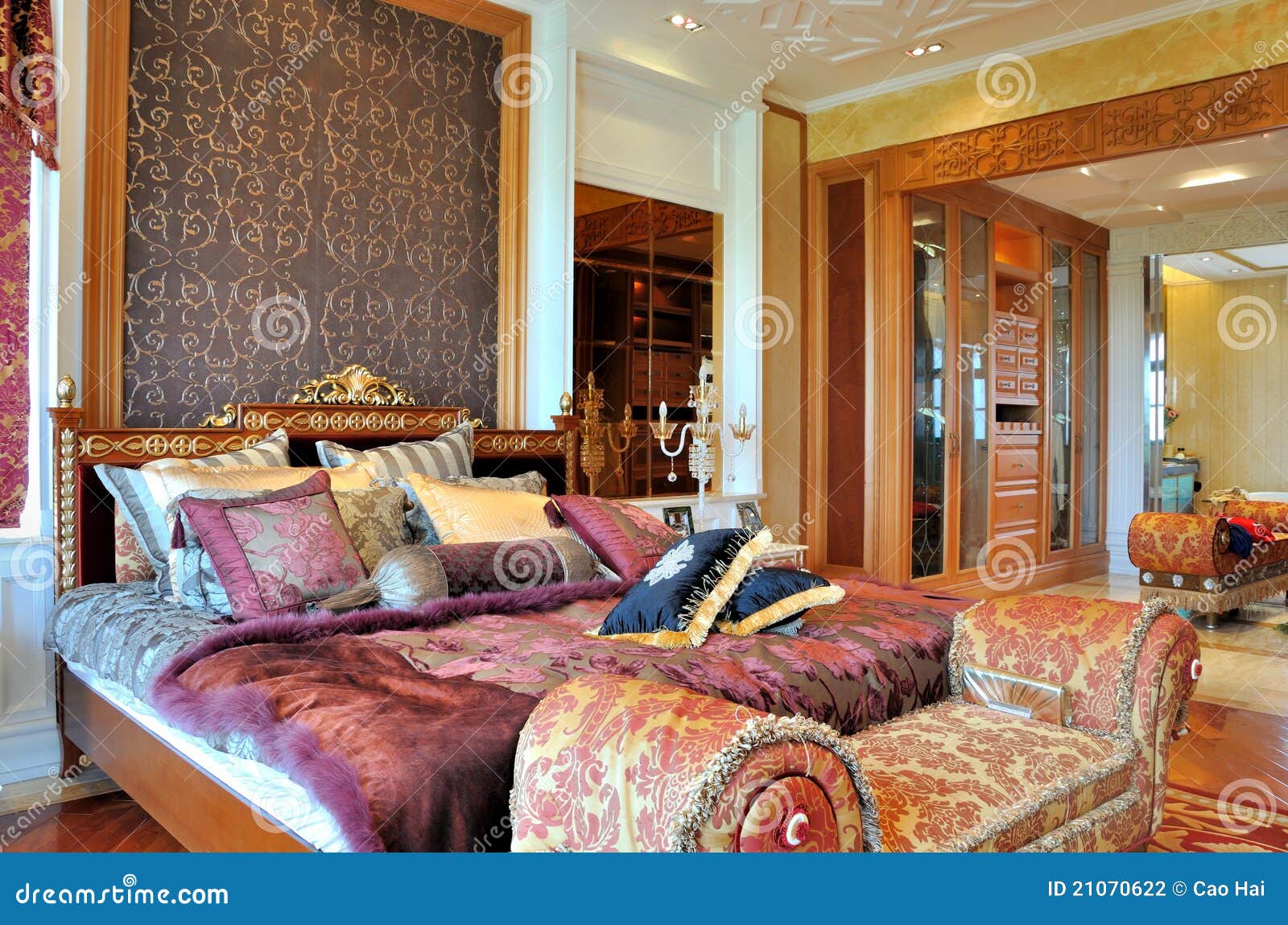 Bedroom and Dressing Room in Luxuriant Style Stock Photo - Image of ...