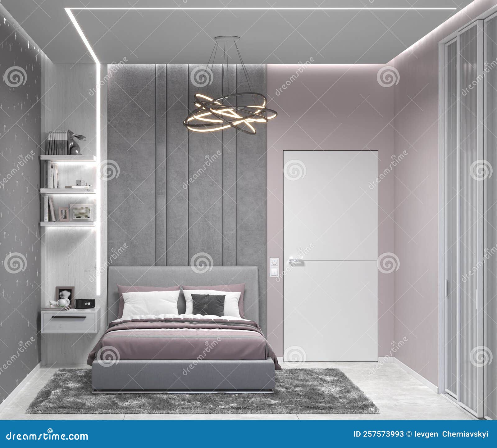 Bedroom in Elegant Styling, 3D Render Stock Illustration - Illustration ...