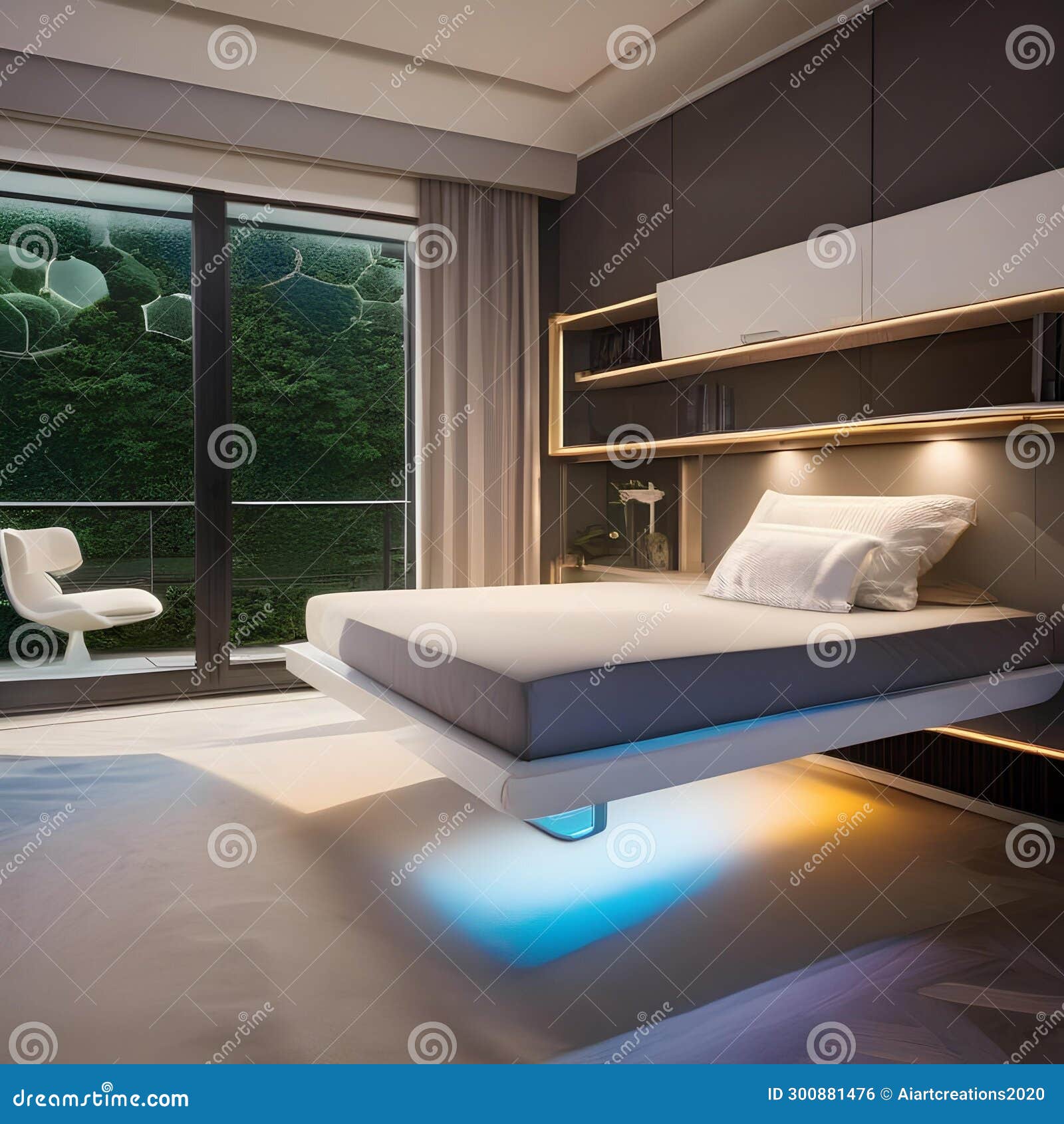 A Bedroom Featuring a High-tech Sleep Pod with Integrated Biofeedback ...
