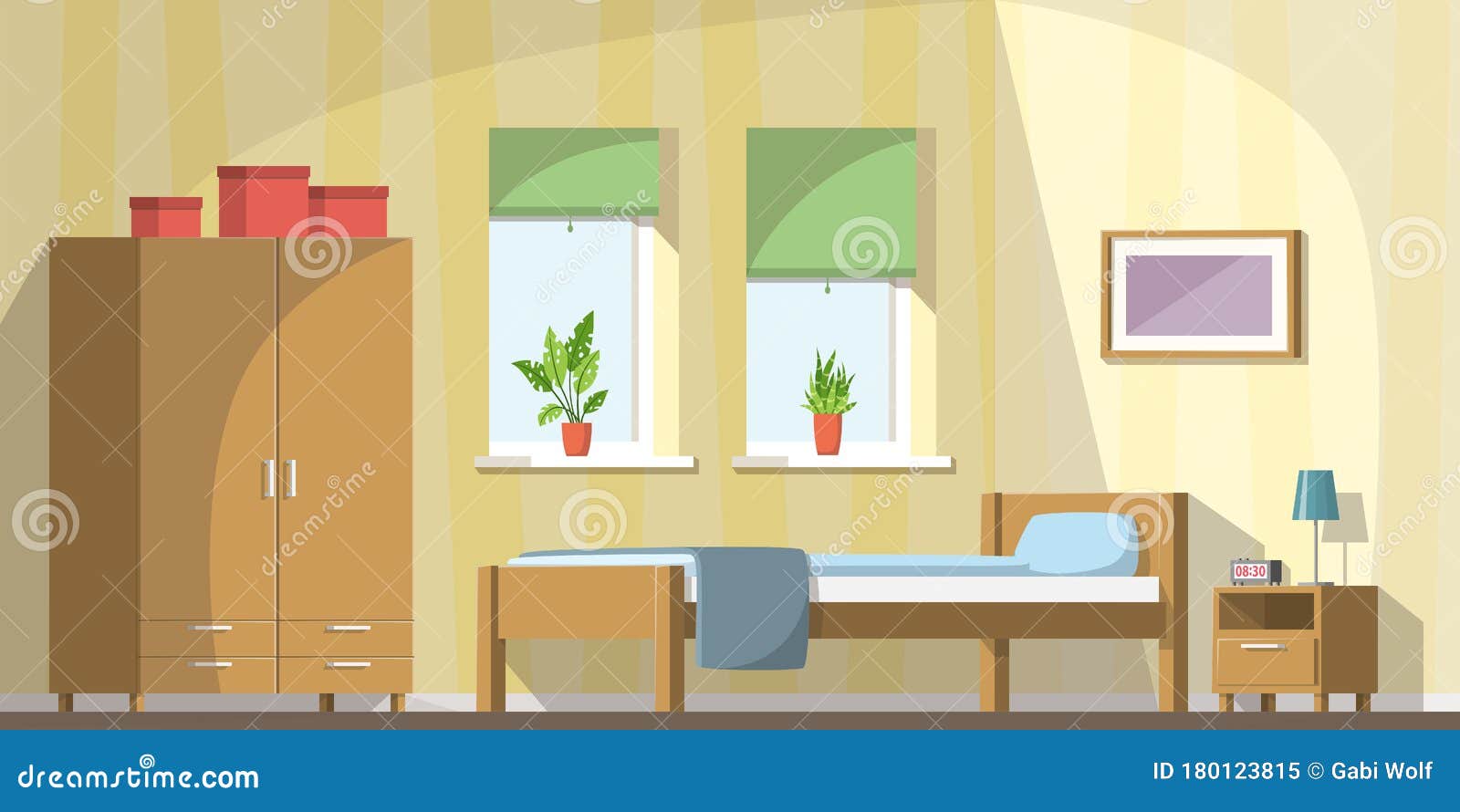 Bedroom with Furniture stock vector. Illustration of floor - 180123815