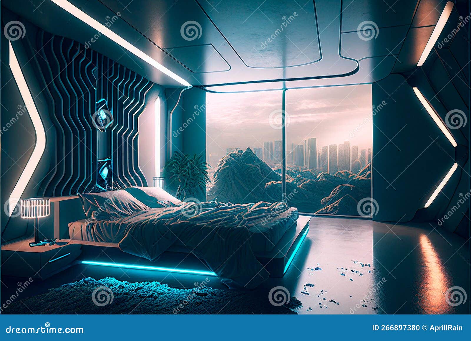 Bedroom of the Future, a Bedroom in a Futuristic Design Stock ...