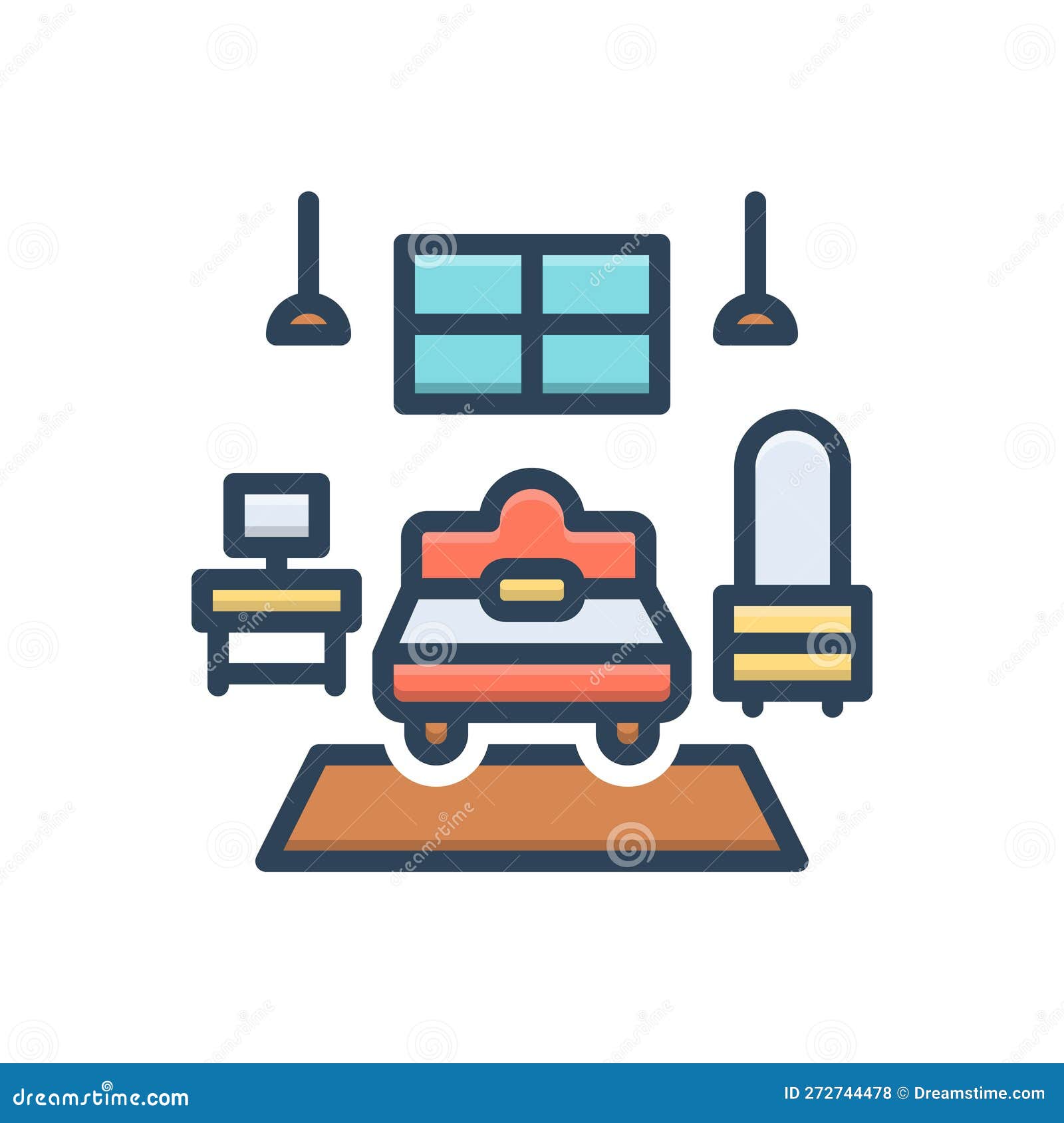 Room Bunk Bed Icon Color Outline Vector 233054907