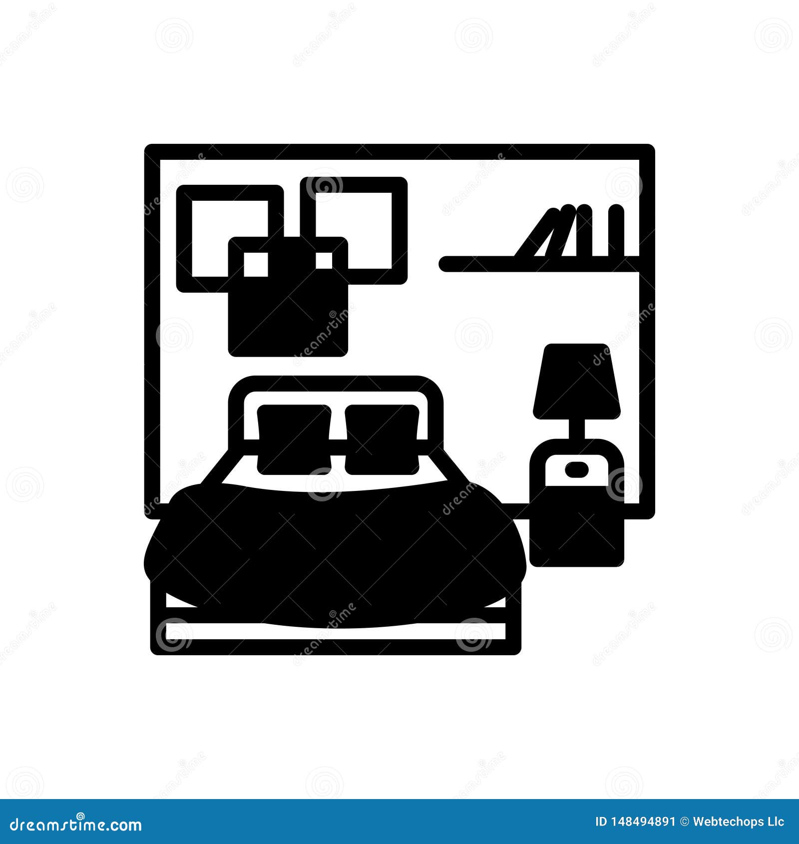 Black Solid Icon for Bedroom, Dorm and Furniture Stock Vector ...