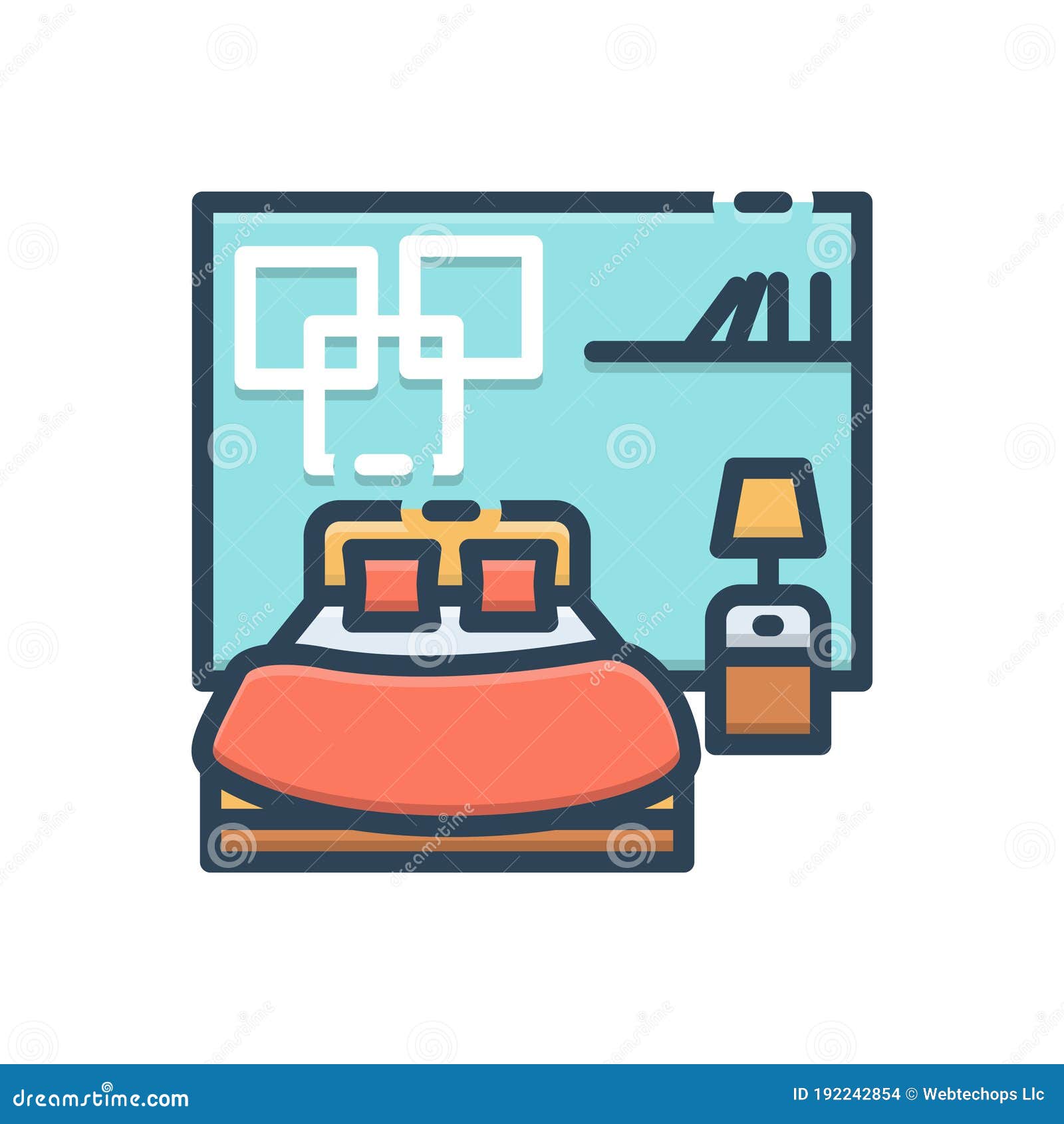 Color Illustration Icon for Bedroom, Dorm and Dormer Stock Illustration ...