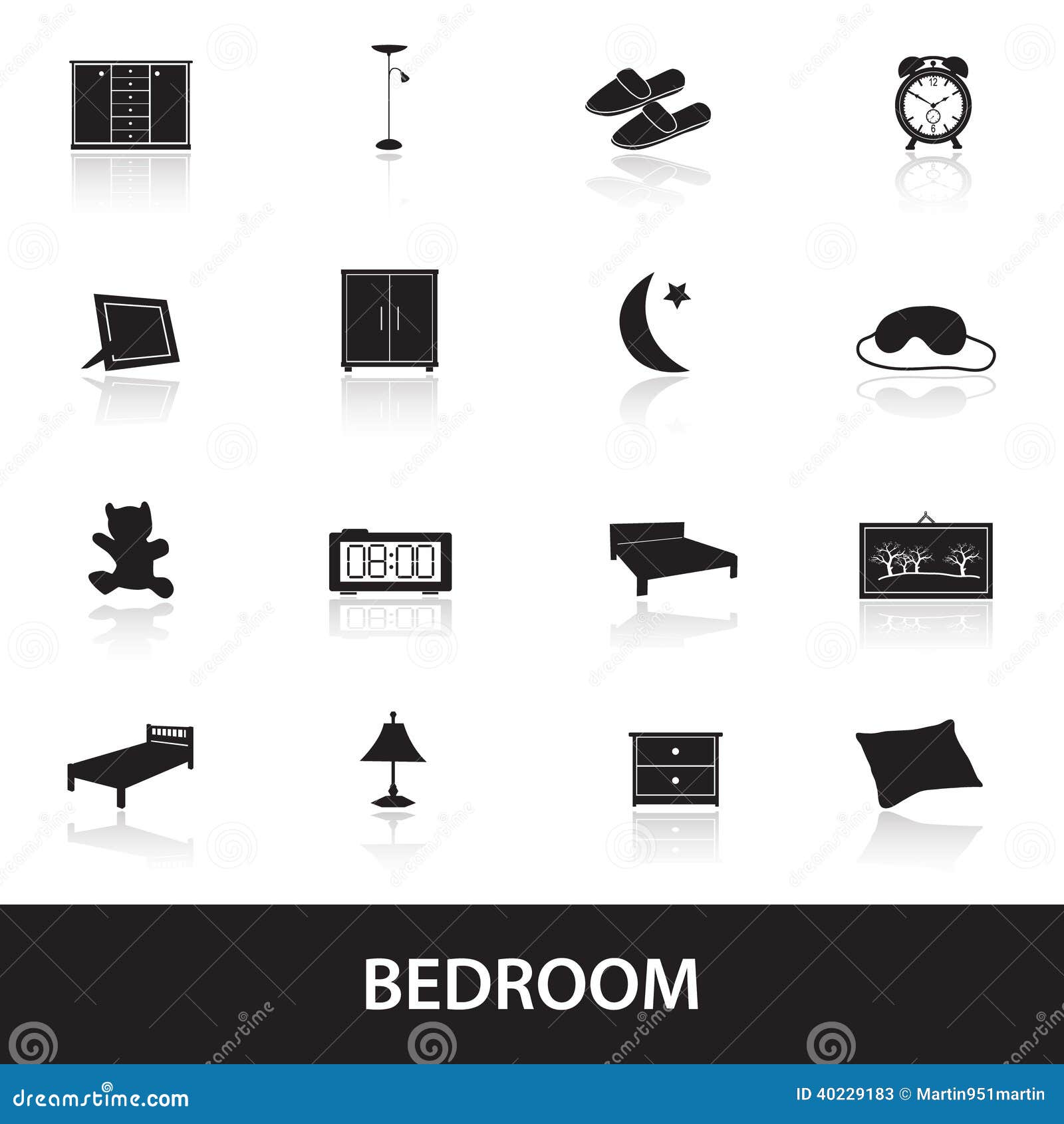 Bedroom icons eps10 stock vector. Illustration of night - 40229183