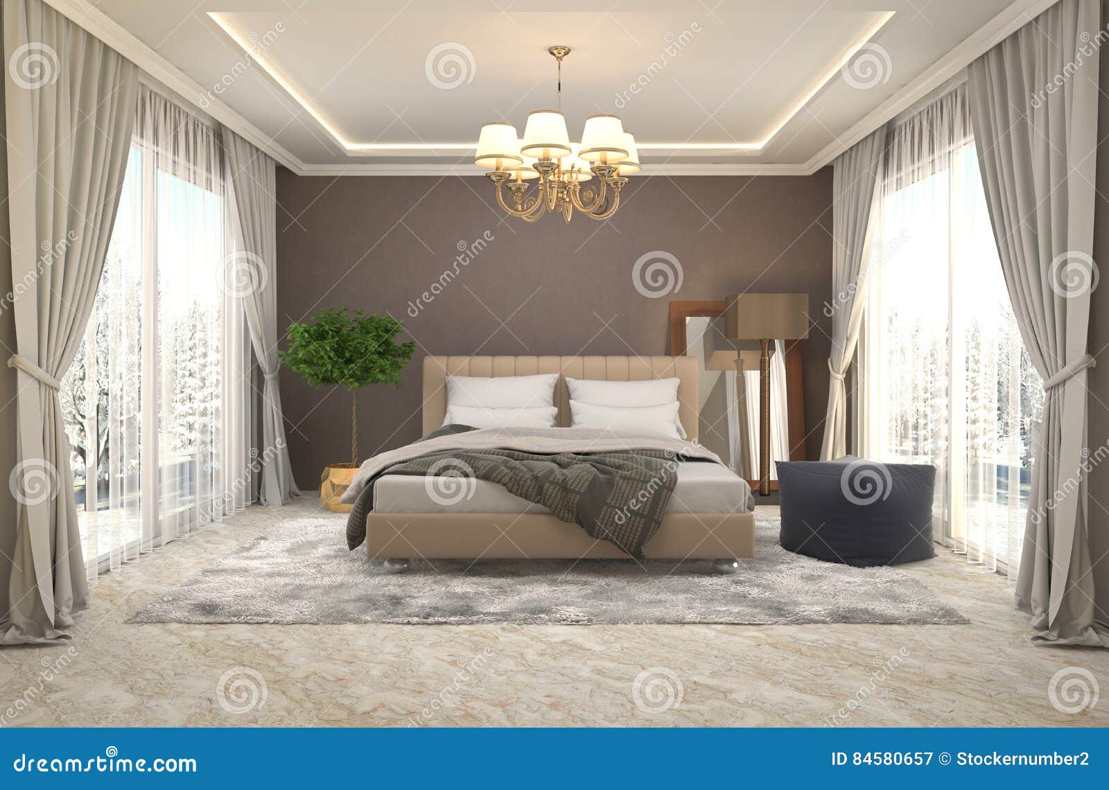 Bedroom Interior. 3d Illustration Stock Illustration - Illustration of ...
