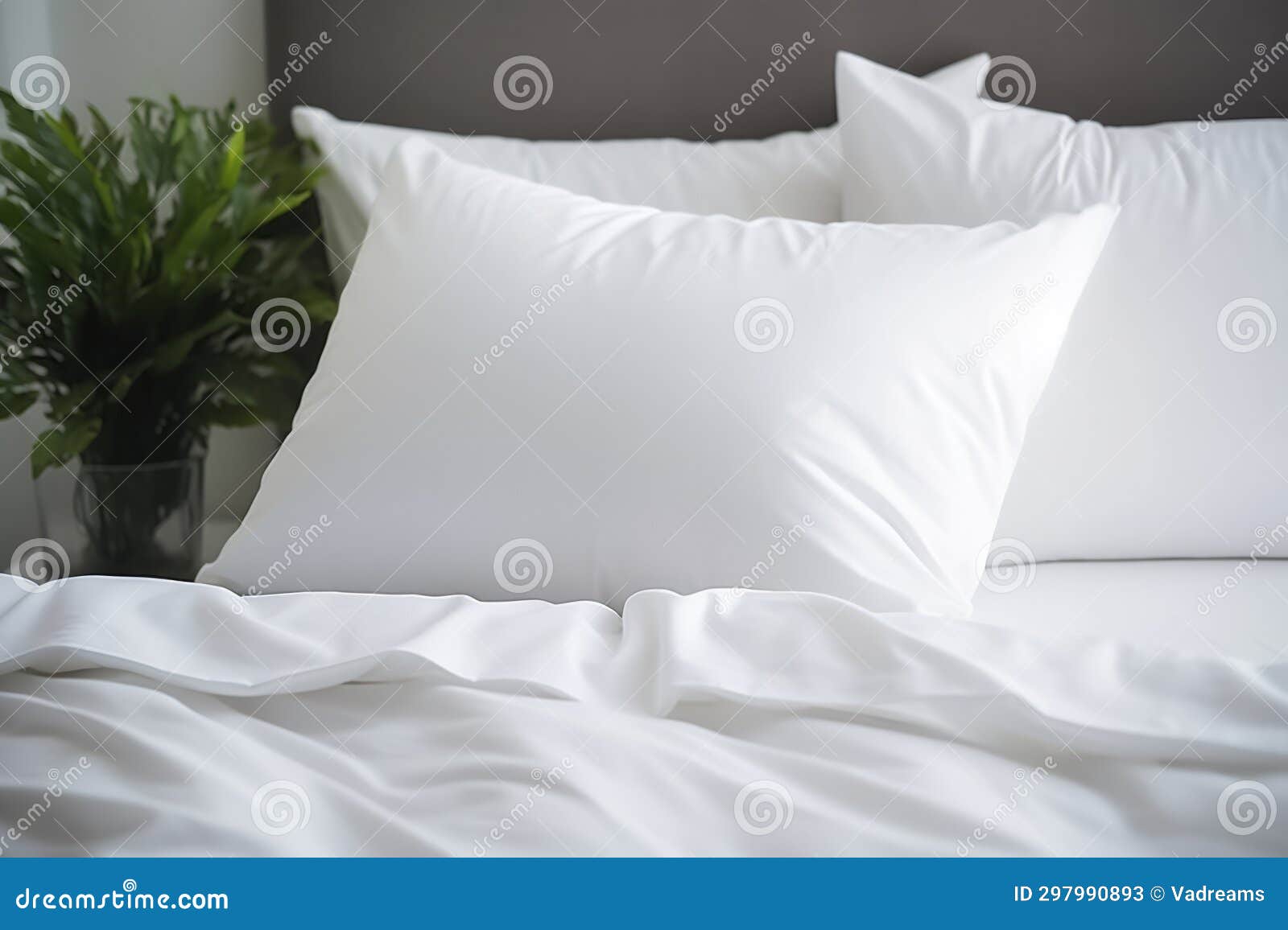 Bedroom Interior Design Details. Comfortable Bed with Soft White ...