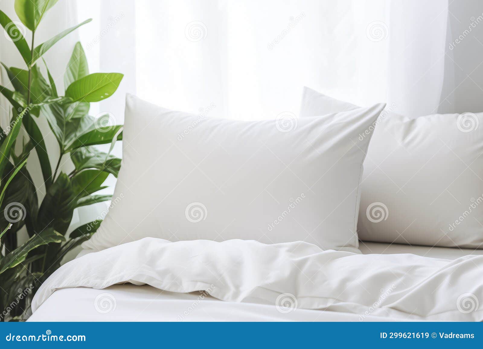 Bedroom Interior Design Details. Comfortable Bed with Soft White ...