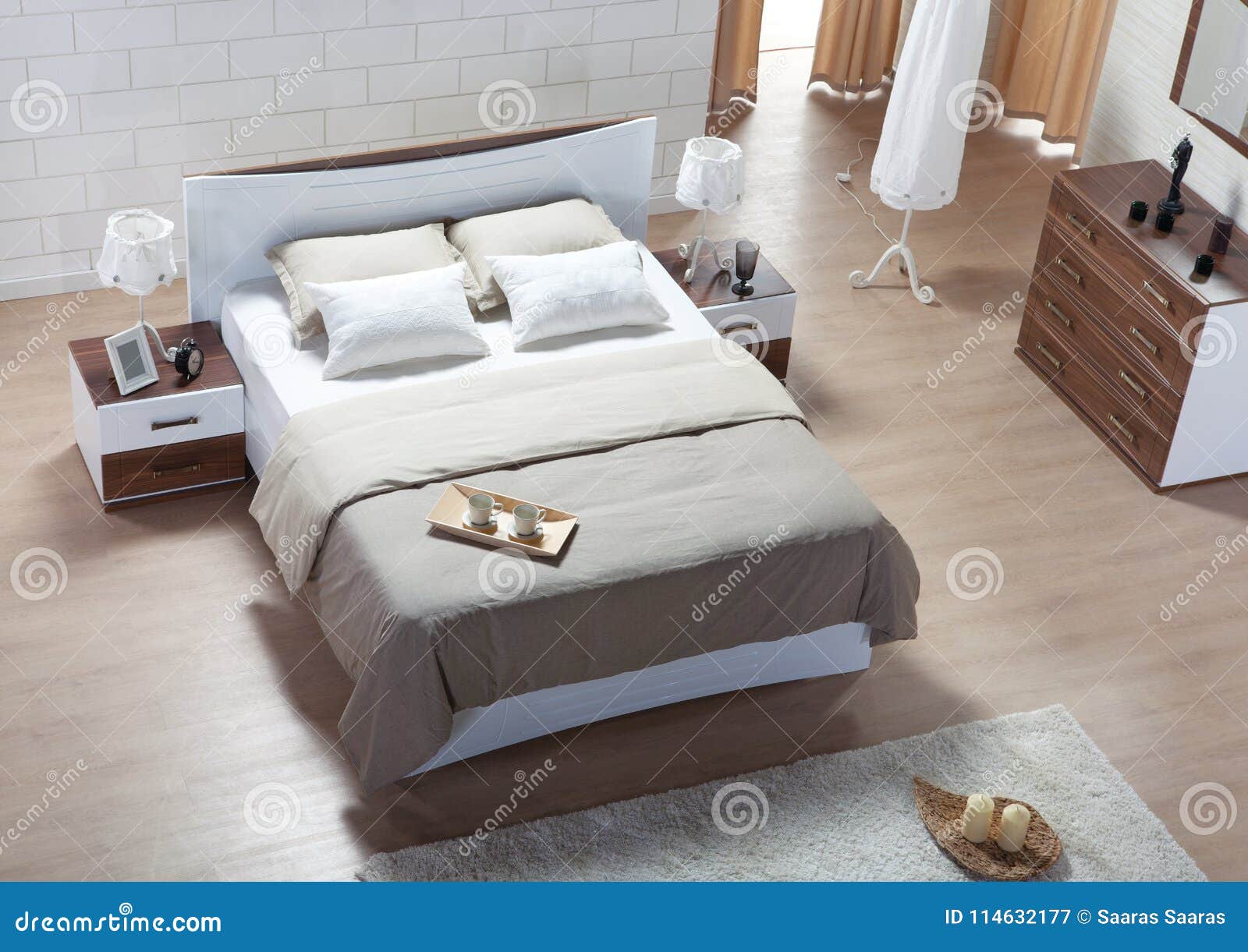 Bedroom interior top view stock image. Image of apartment - 114632177