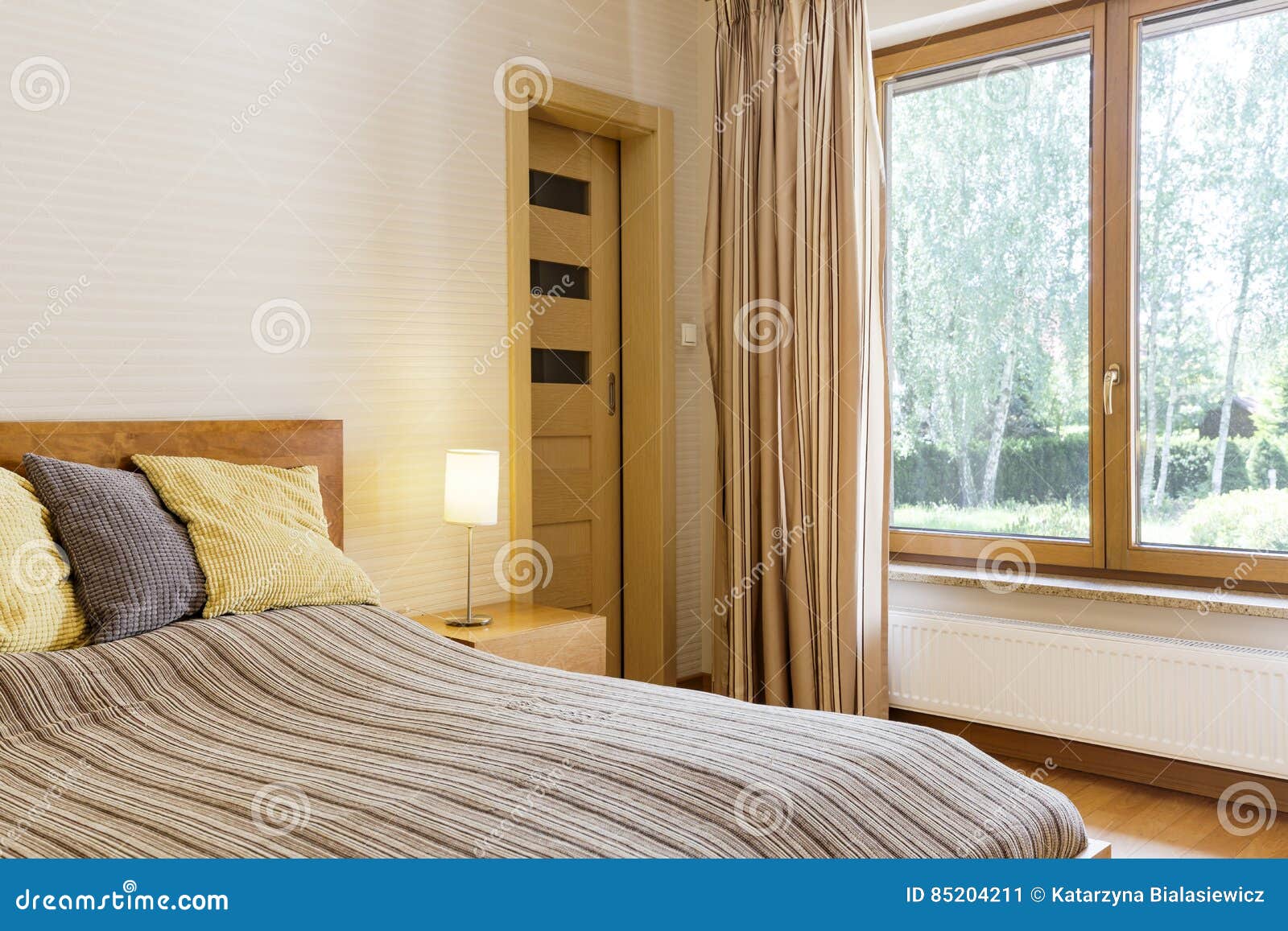 Bedroom Interior with Marital Bed Stock Image - Image of bright ...