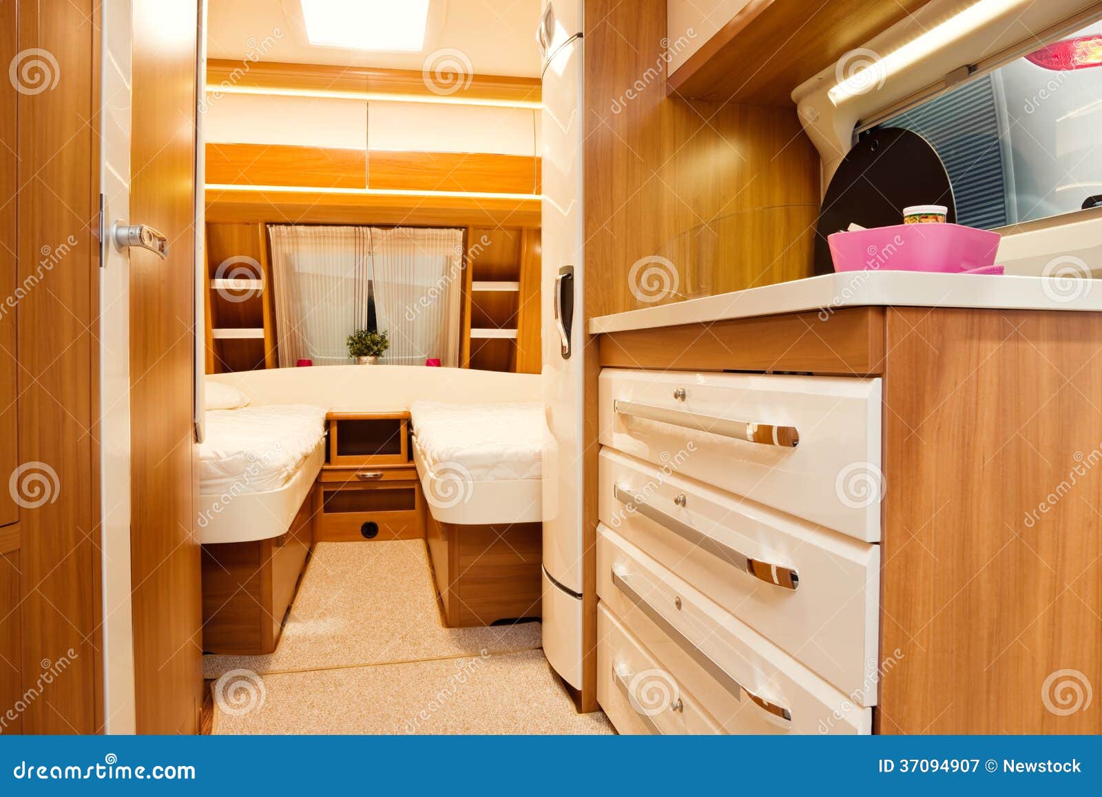 Bedroom Interior of Mobile Home Stock Image - Image of caravan, motor ...