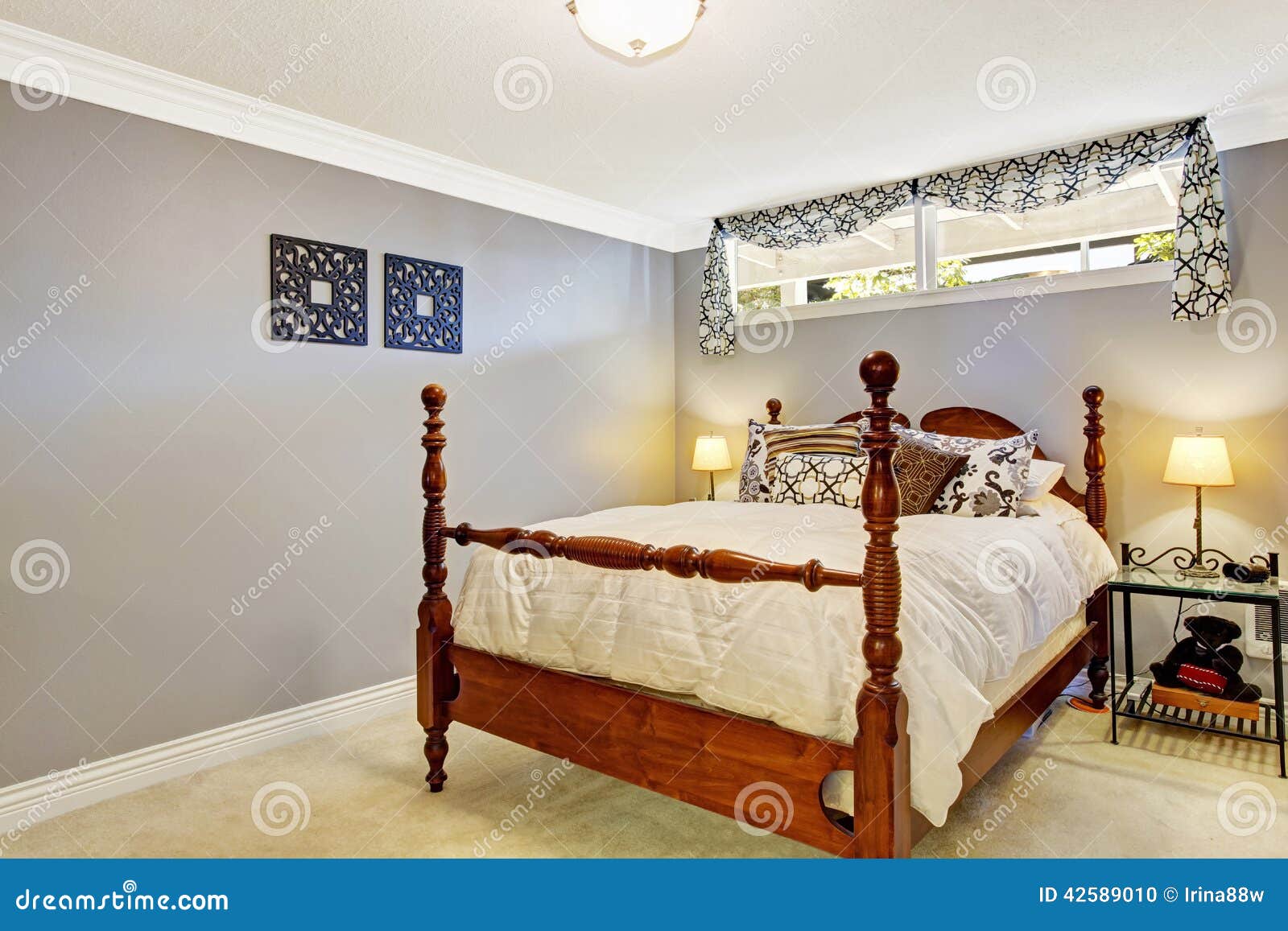 Bedroom Interior with Old Rustic Bed Stock Photo - Image of style ...