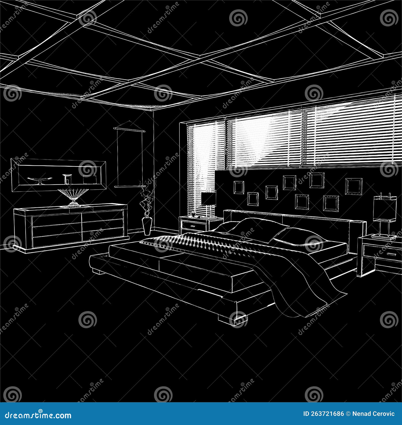 Bedroom Interior Vector. Illustration on White Background. Stock Vector ...