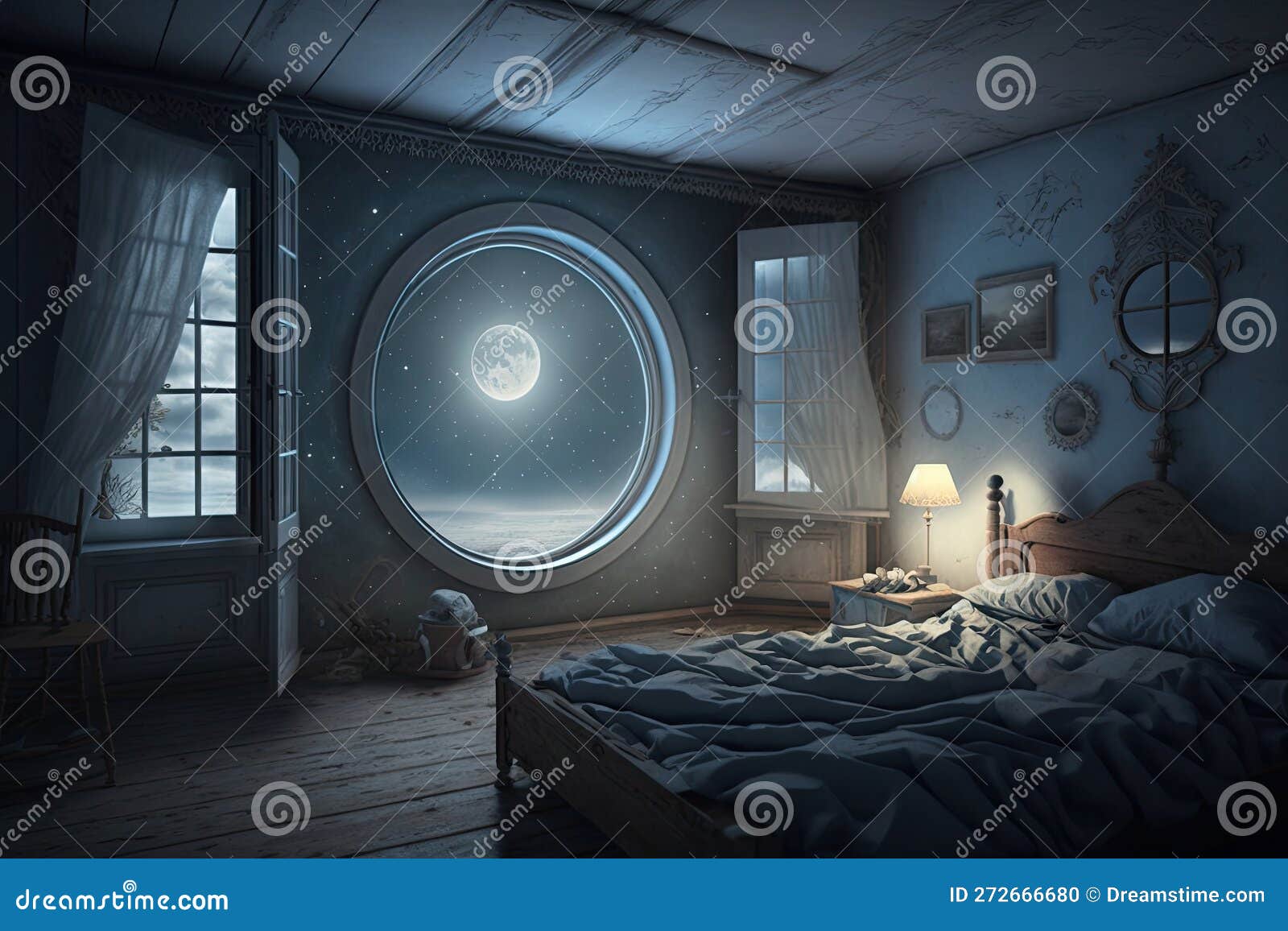 The Bedroom, with the Light from the Moon and Stars Shining through the ...
