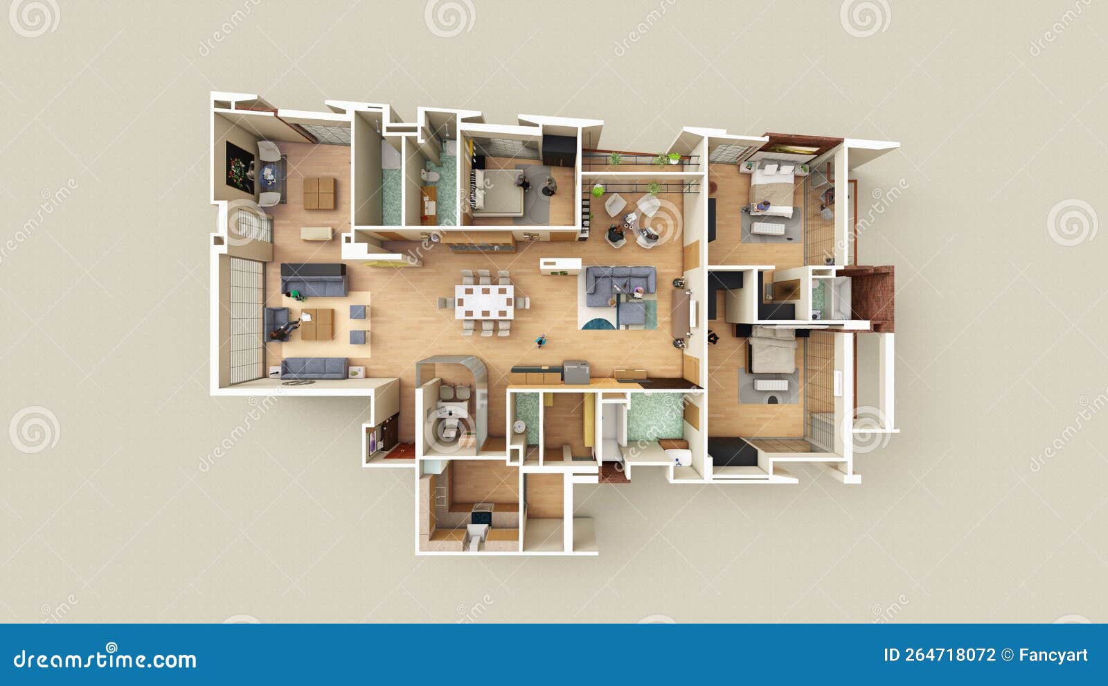 Axonometric Toilet Interior Showing Plumbing Lines Stock Photography ...