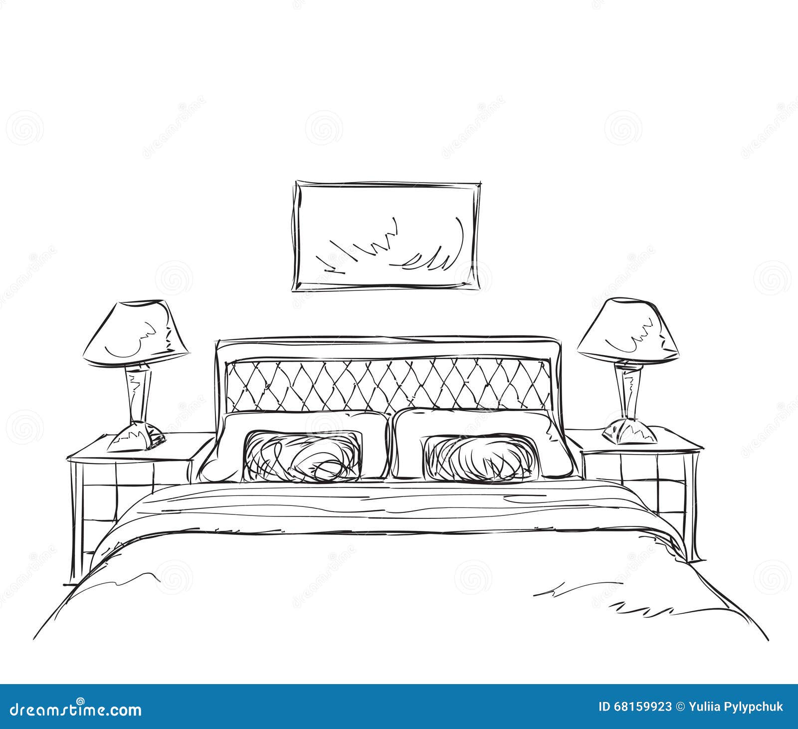 Bedroom Modern Interior Sketch Stock Vector - Illustration of design ...