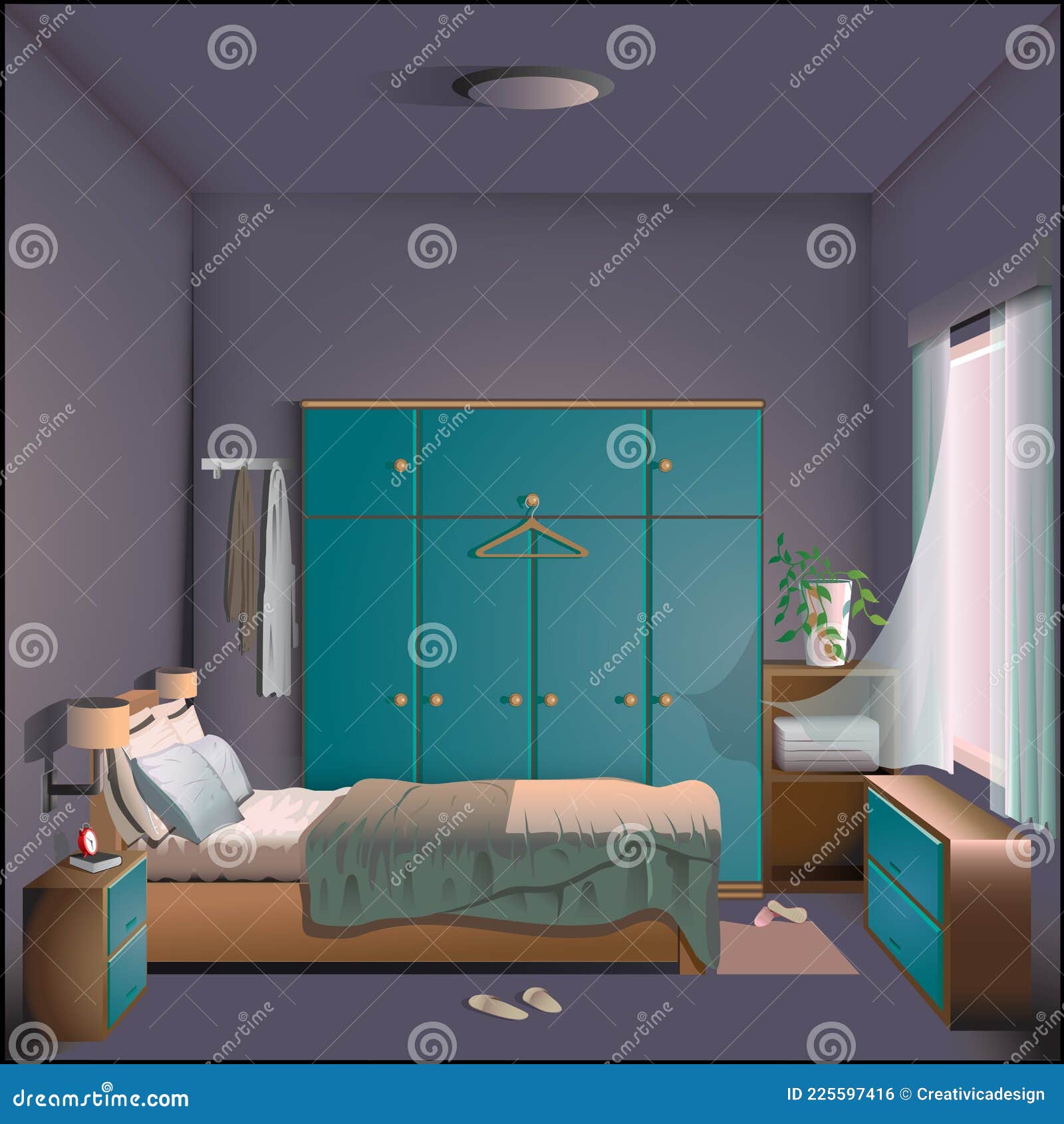 Bedroom in the Morning Background Vector Illustration Stock Vector ...