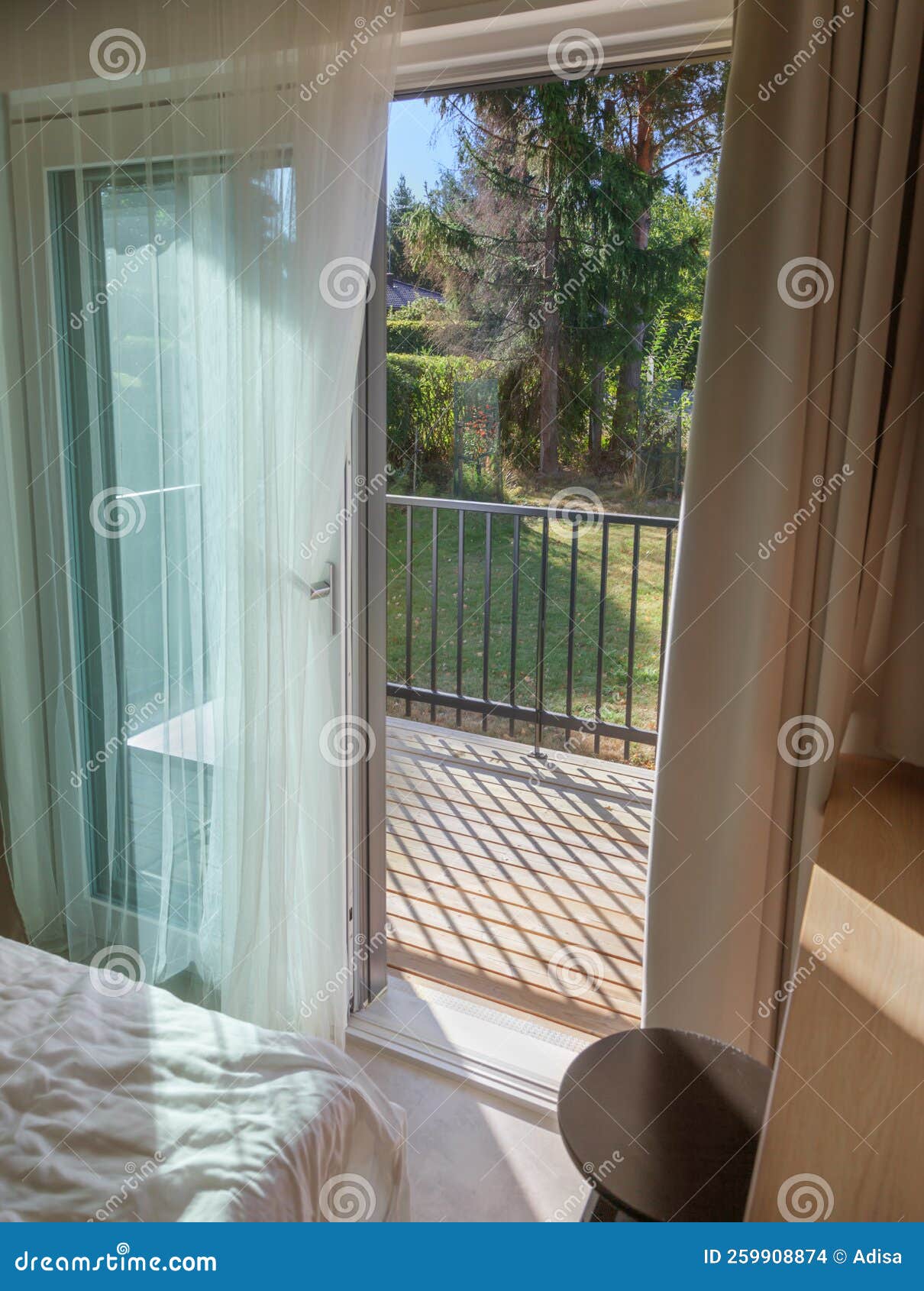 Bedroom with Open Big Window Stock Photo - Image of leisure, home ...
