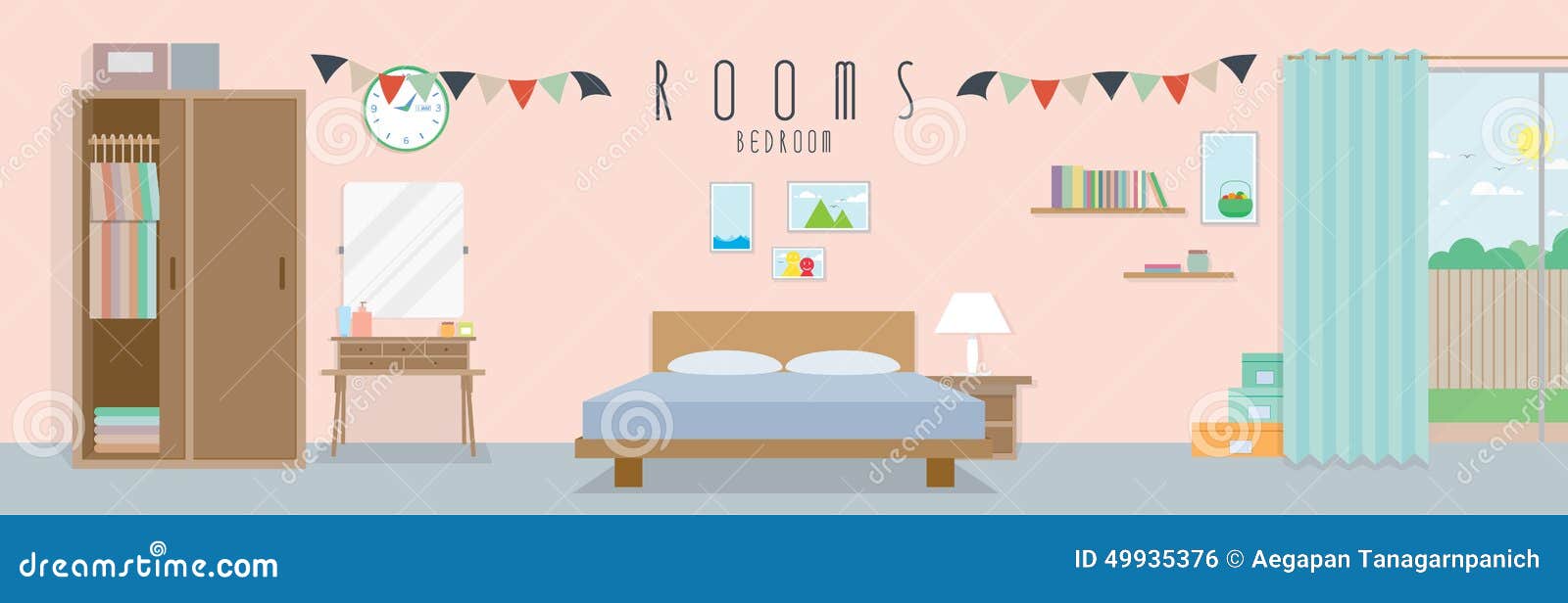 Bedroom (Rooms) stock vector. Illustration of interior - 49935376