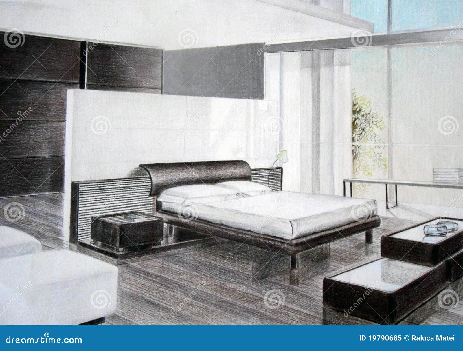 Bedroom sketch stock illustration. Illustration of design - 19790685