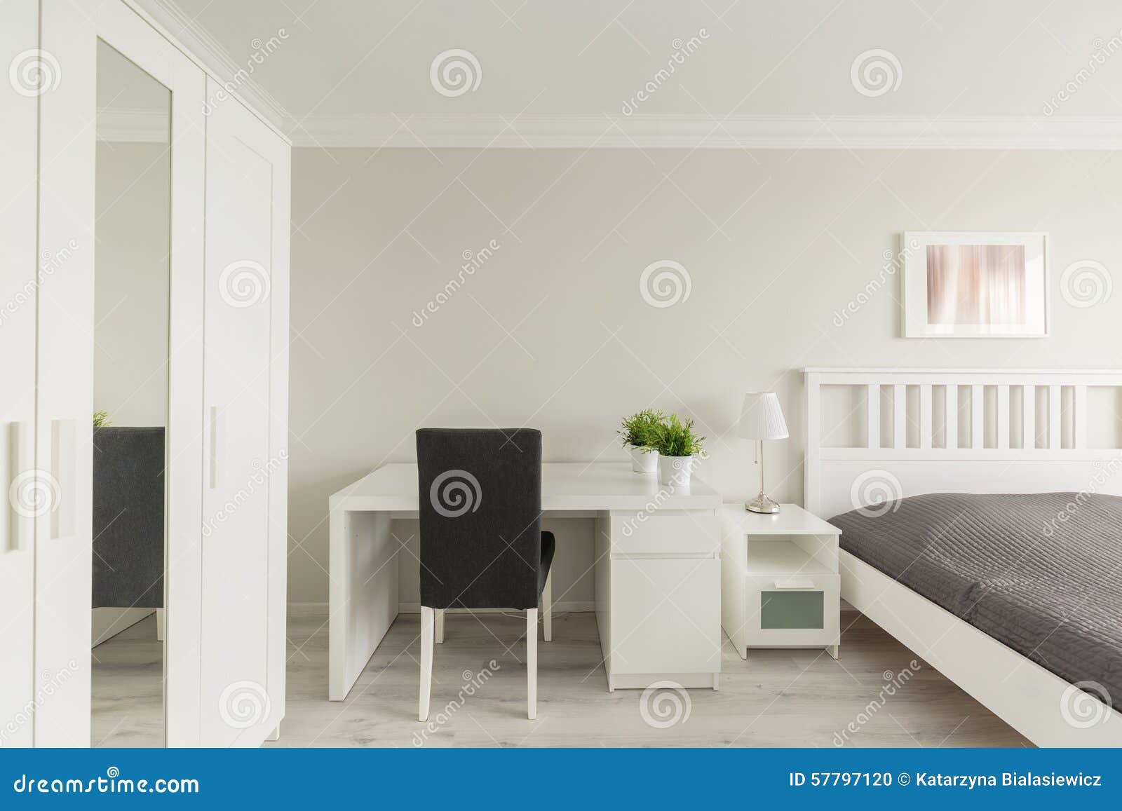 Bedroom with study area stock photo. Image of modern - 57797120