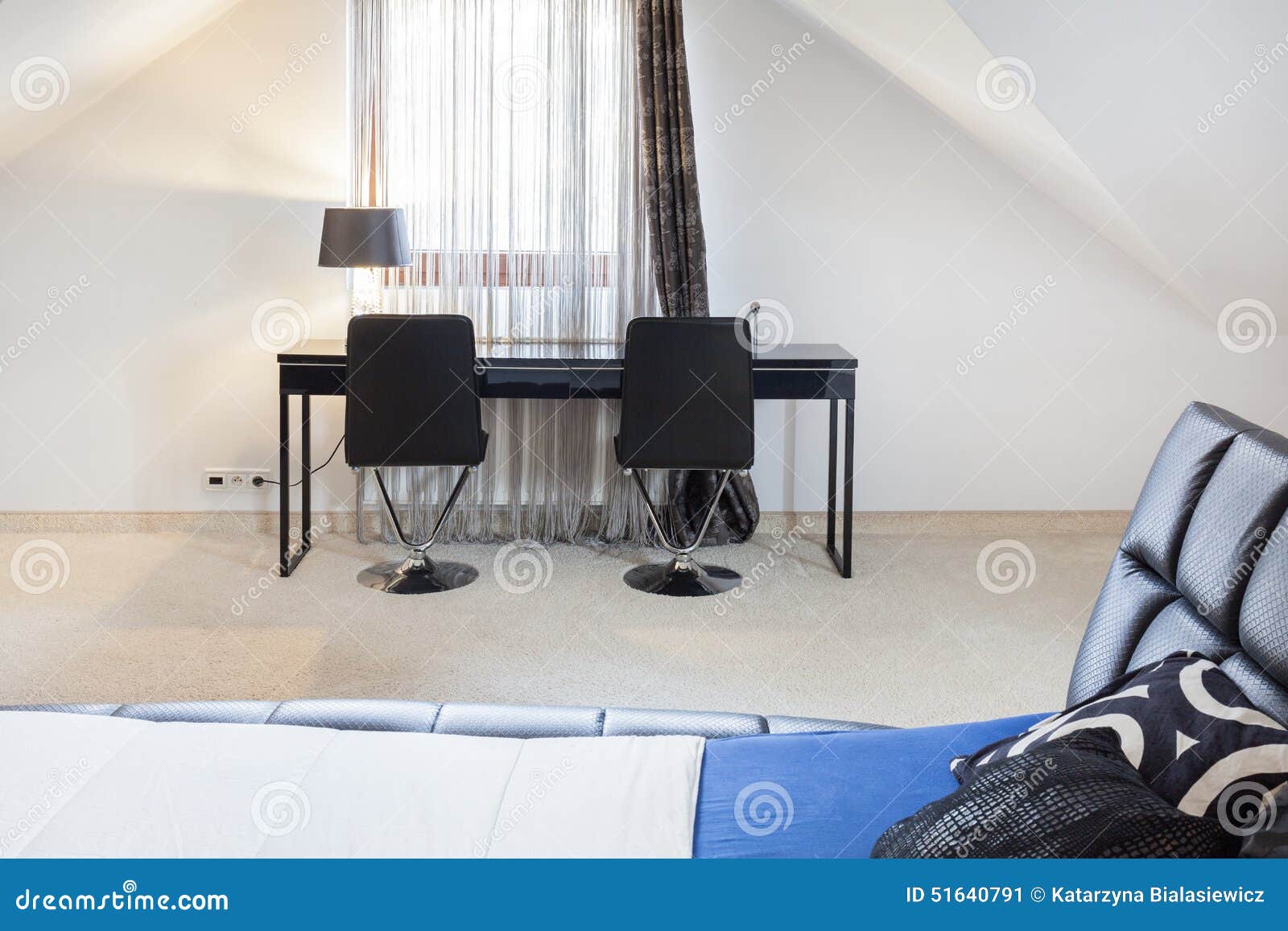 Bedroom with study place stock image. Image of lifestyle - 51640791