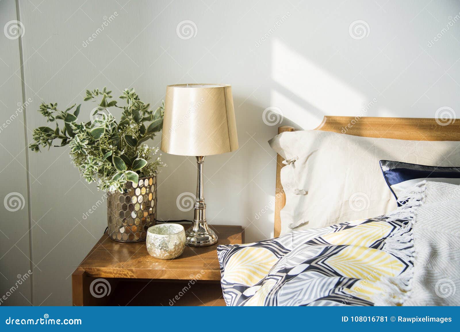 Bedroom View Sunlight Beaming on Bed Stock Image - Image of view ...