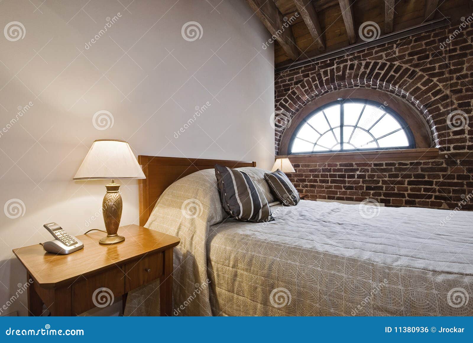 Bedroom in a Warehouse Conversion Stock Photo - Image of building ...