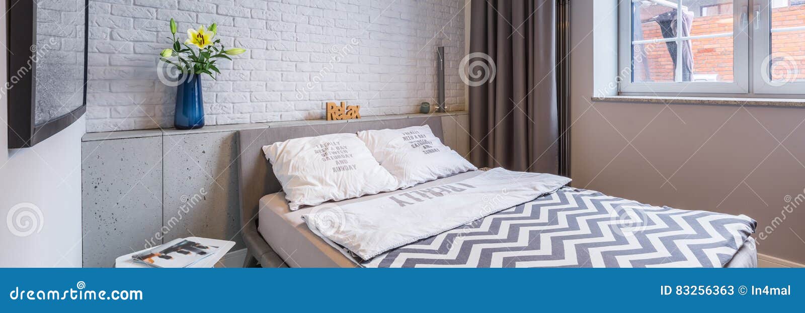 Bedroom with Window and Bed Stock Image - Image of cozy, inspiration ...