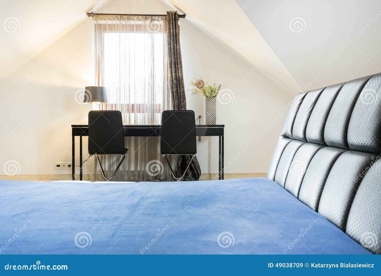 Bedroom with working area stock image. Image of classic - 49038709