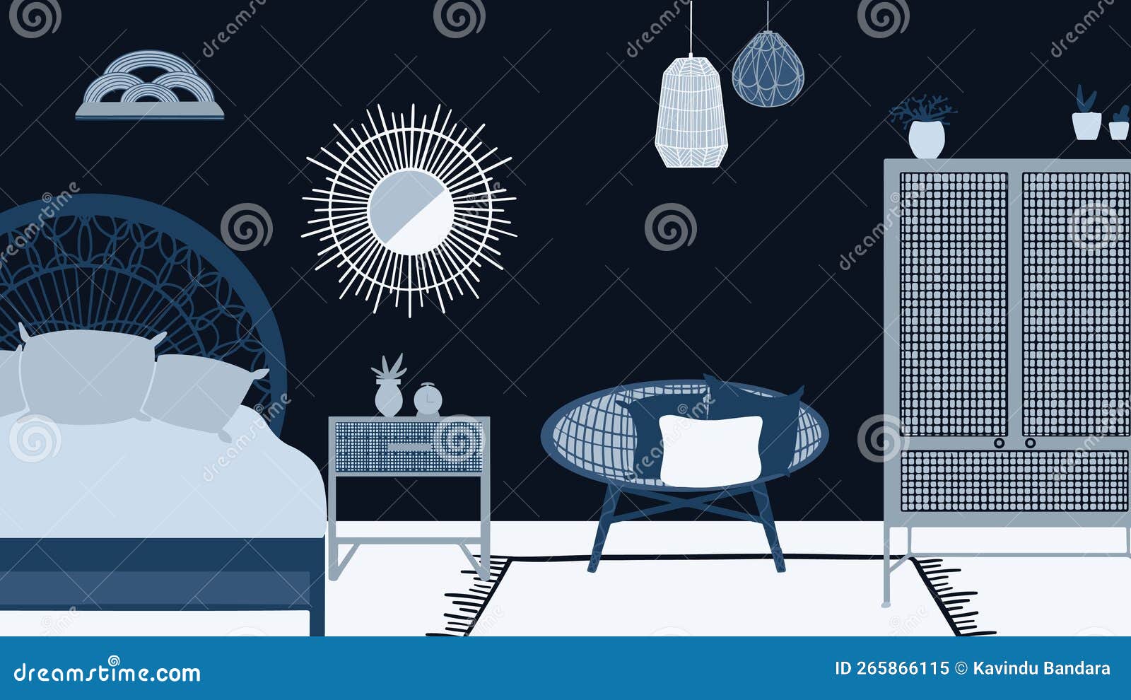 Bedroom Zoom Virtual Background Stock Illustration - Illustration of ...