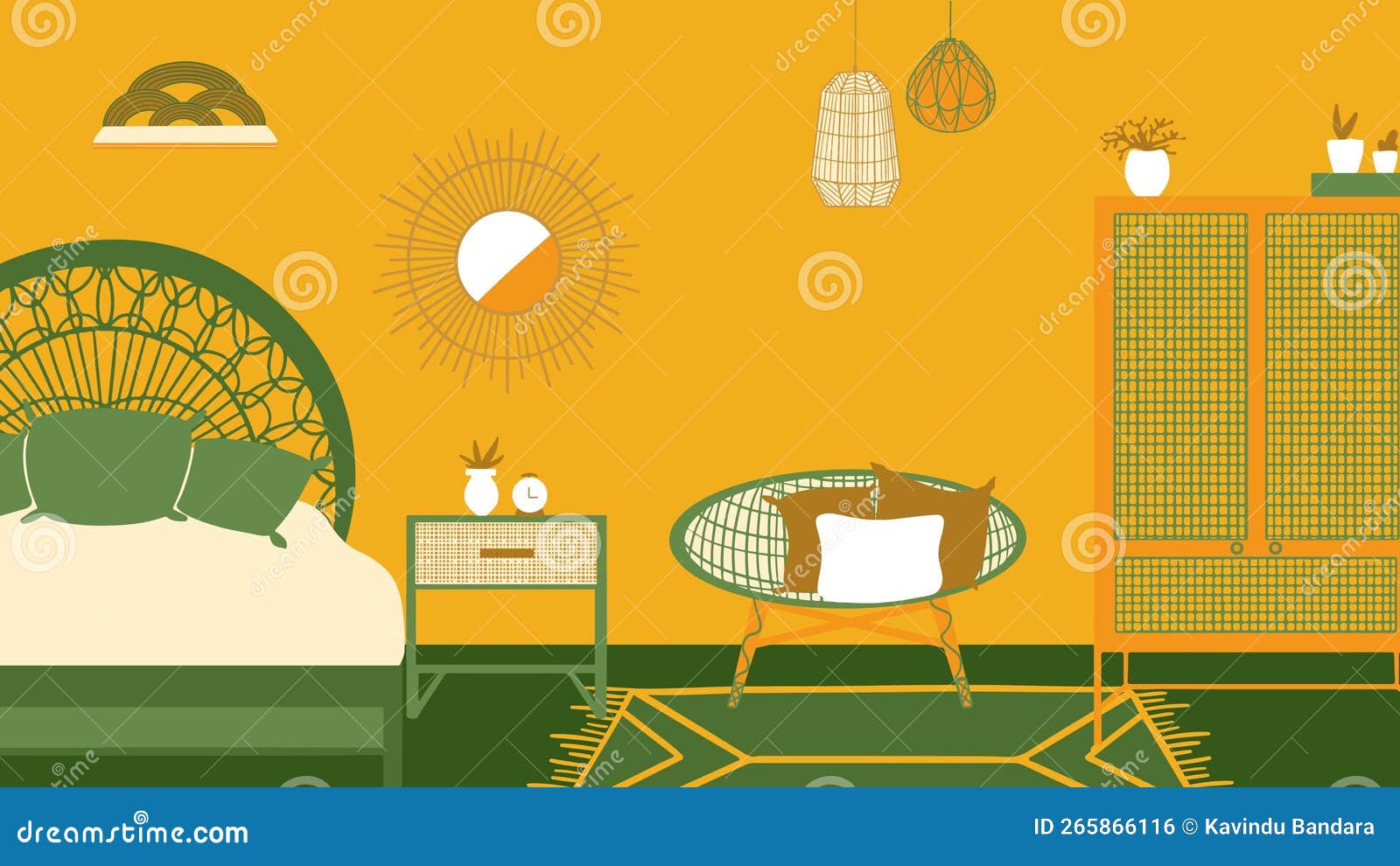 Bedroom Zoom Virtual Background Stock Illustration - Illustration of ...