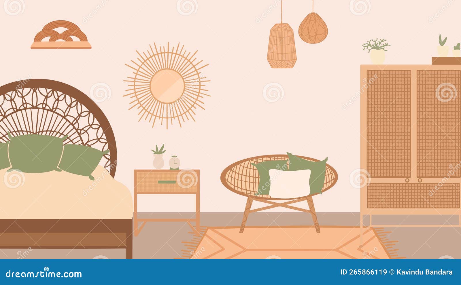 Bedroom Zoom Virtual Background Stock Illustration - Illustration of ...