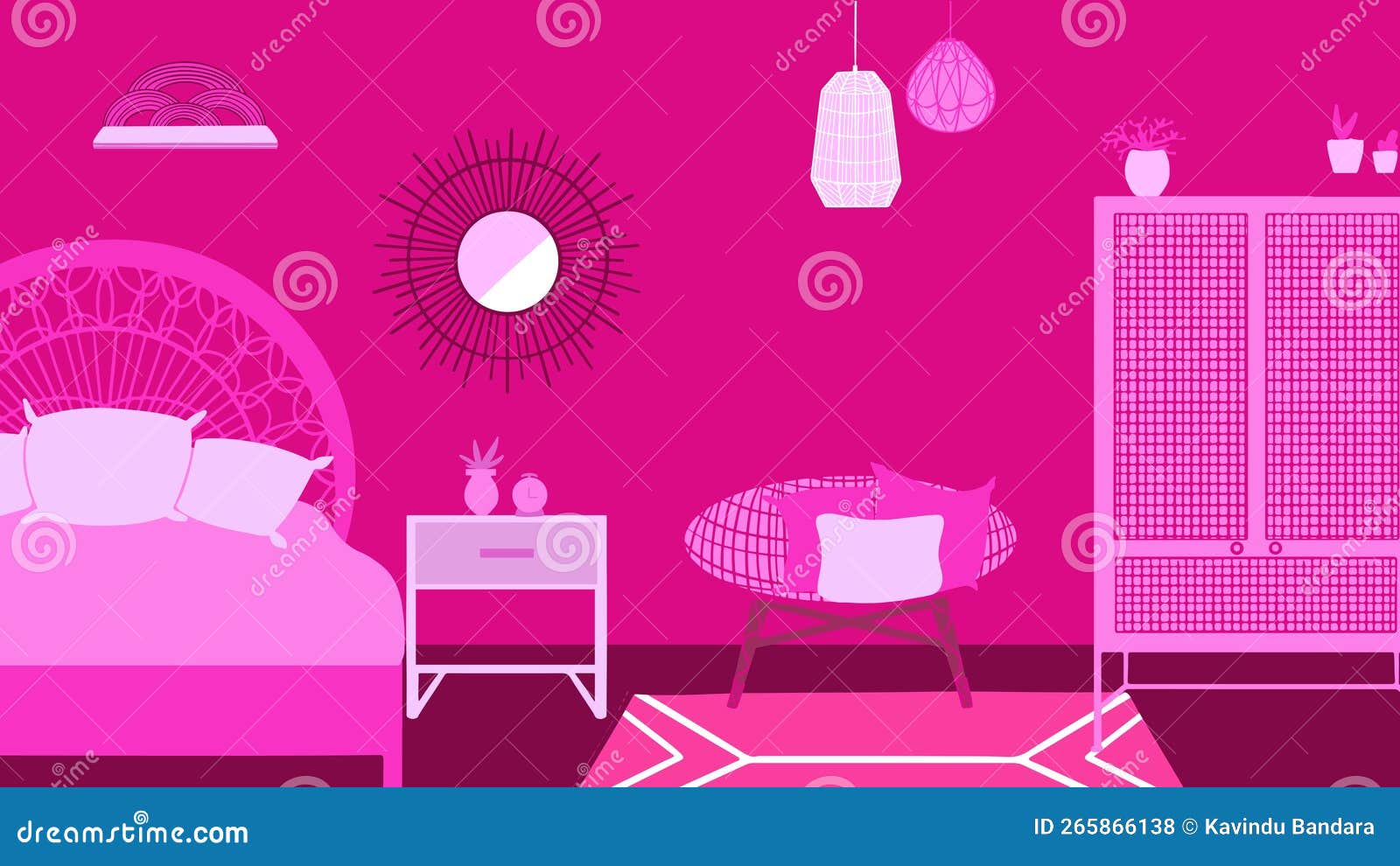 Bedroom Zoom Virtual Background Stock Illustration - Illustration of ...