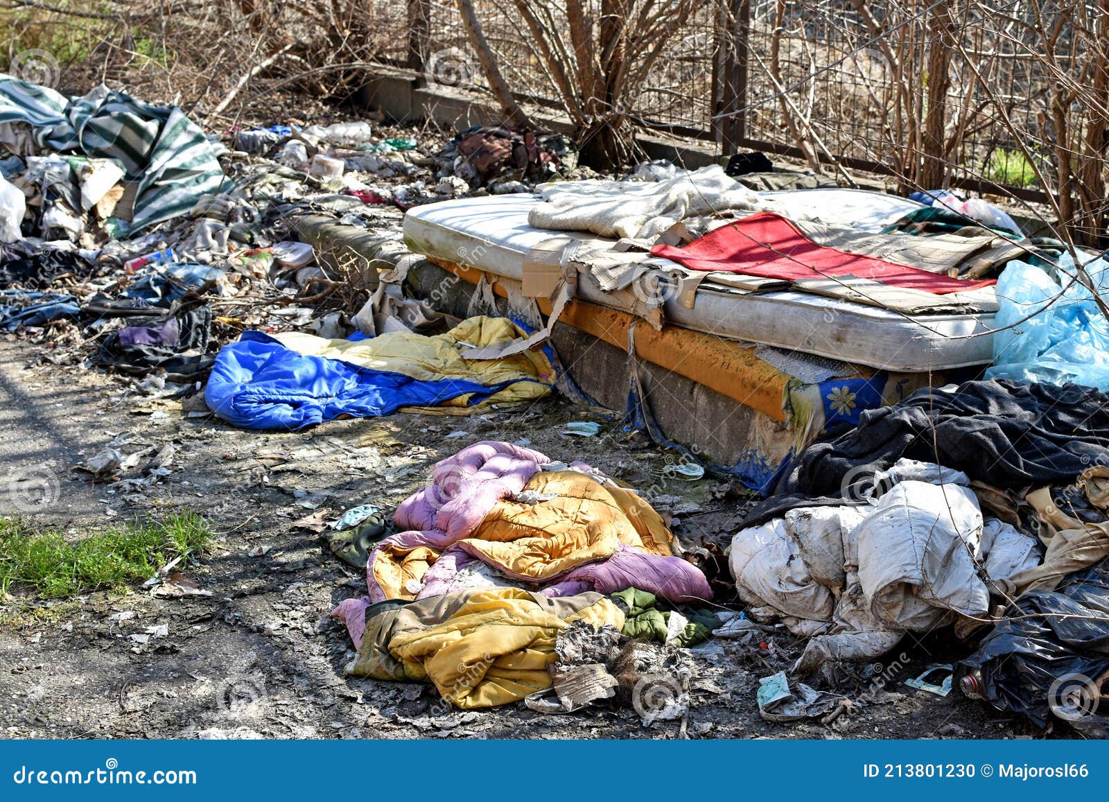 Beds of Homeless People on the Street Stock Photo - Image of homeless ...