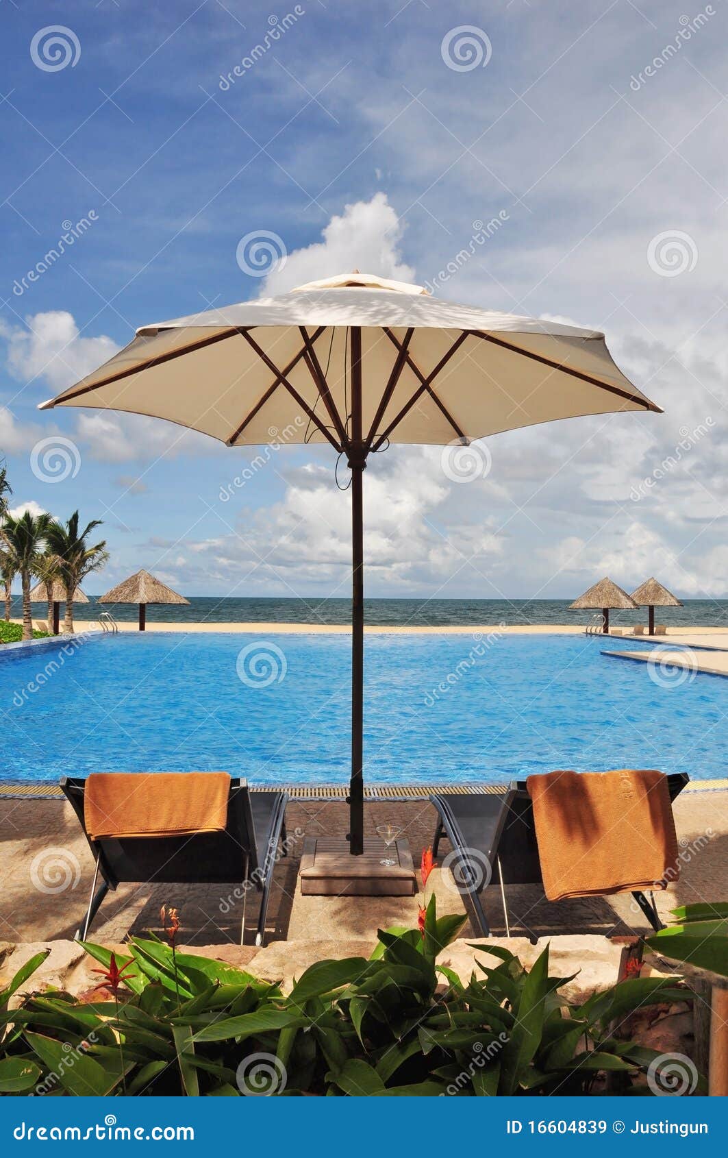 Beds beside the pool stock image. Image of exotic, paradise - 16604839