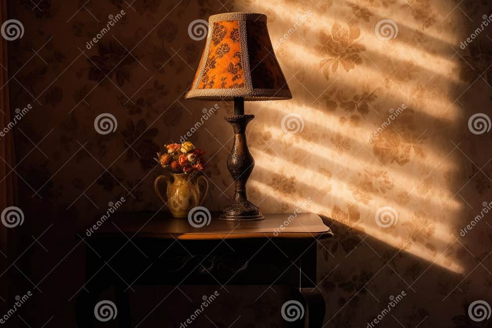 Bedside Lamp Casting Soft Shadows on Wall Stock Photo - Image of home ...