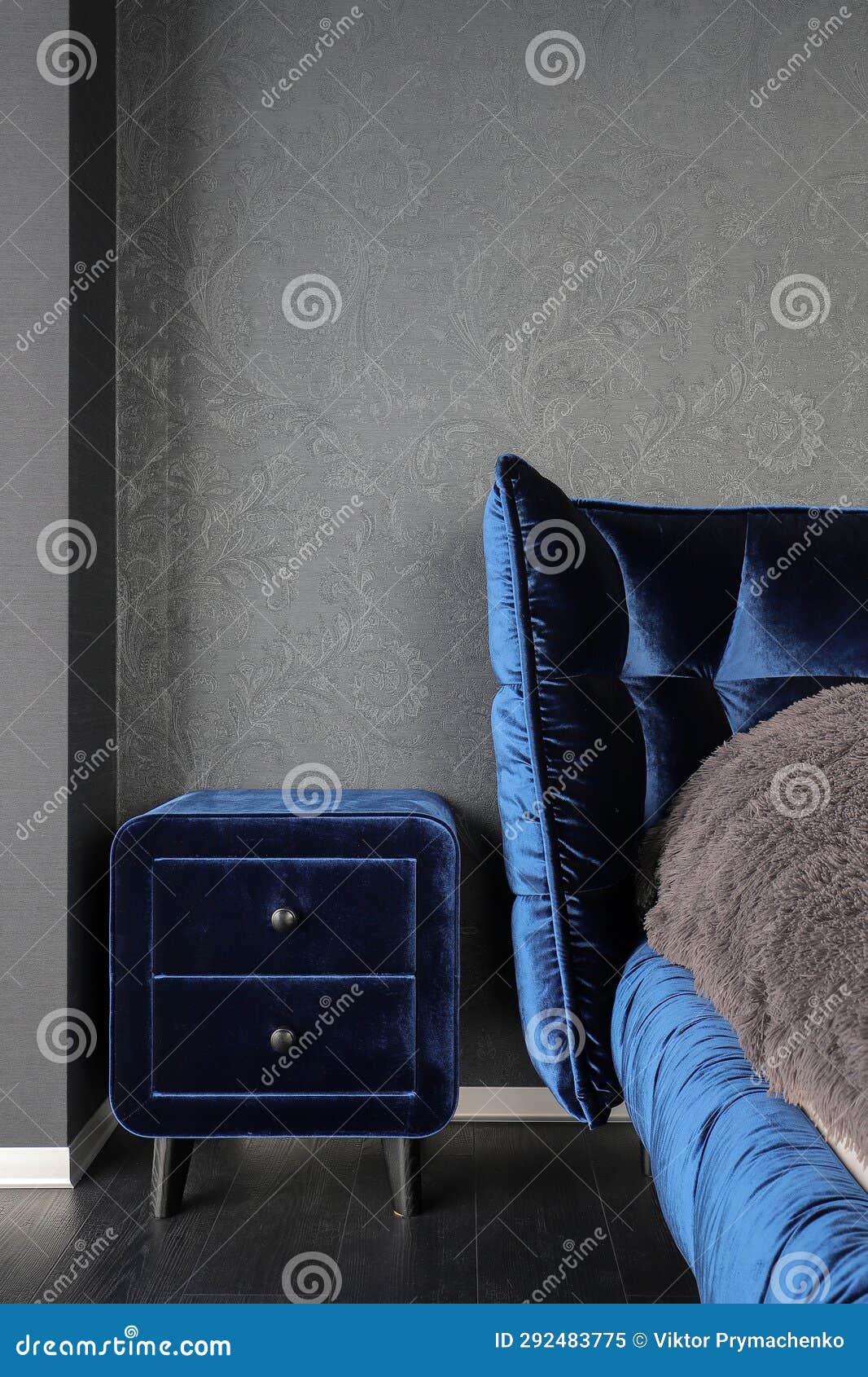 Bedside Table in the Bedroom Interior Stock Image - Image of indoor ...