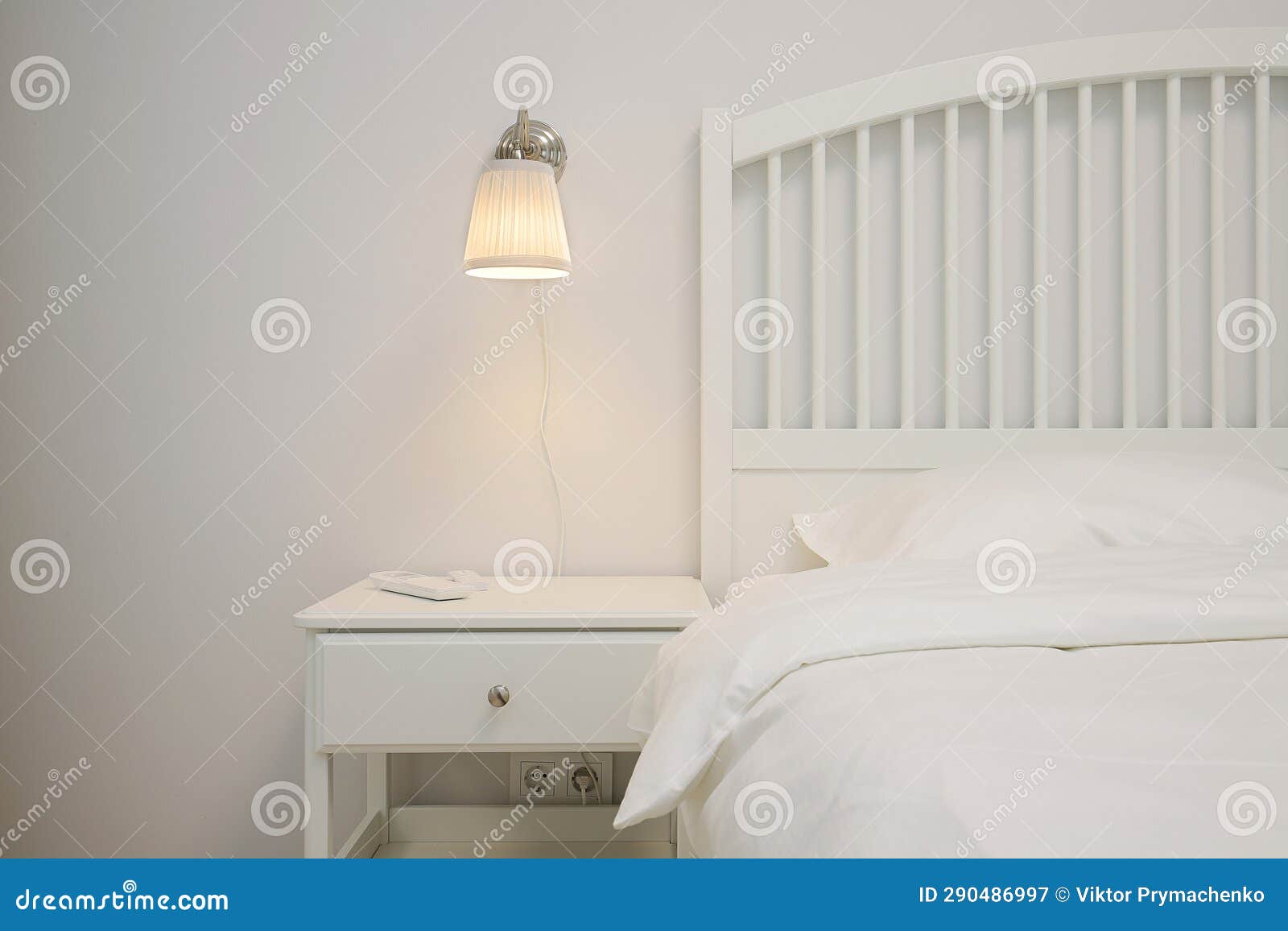 Bedside Table in the Bedroom Interior Stock Image - Image of ...