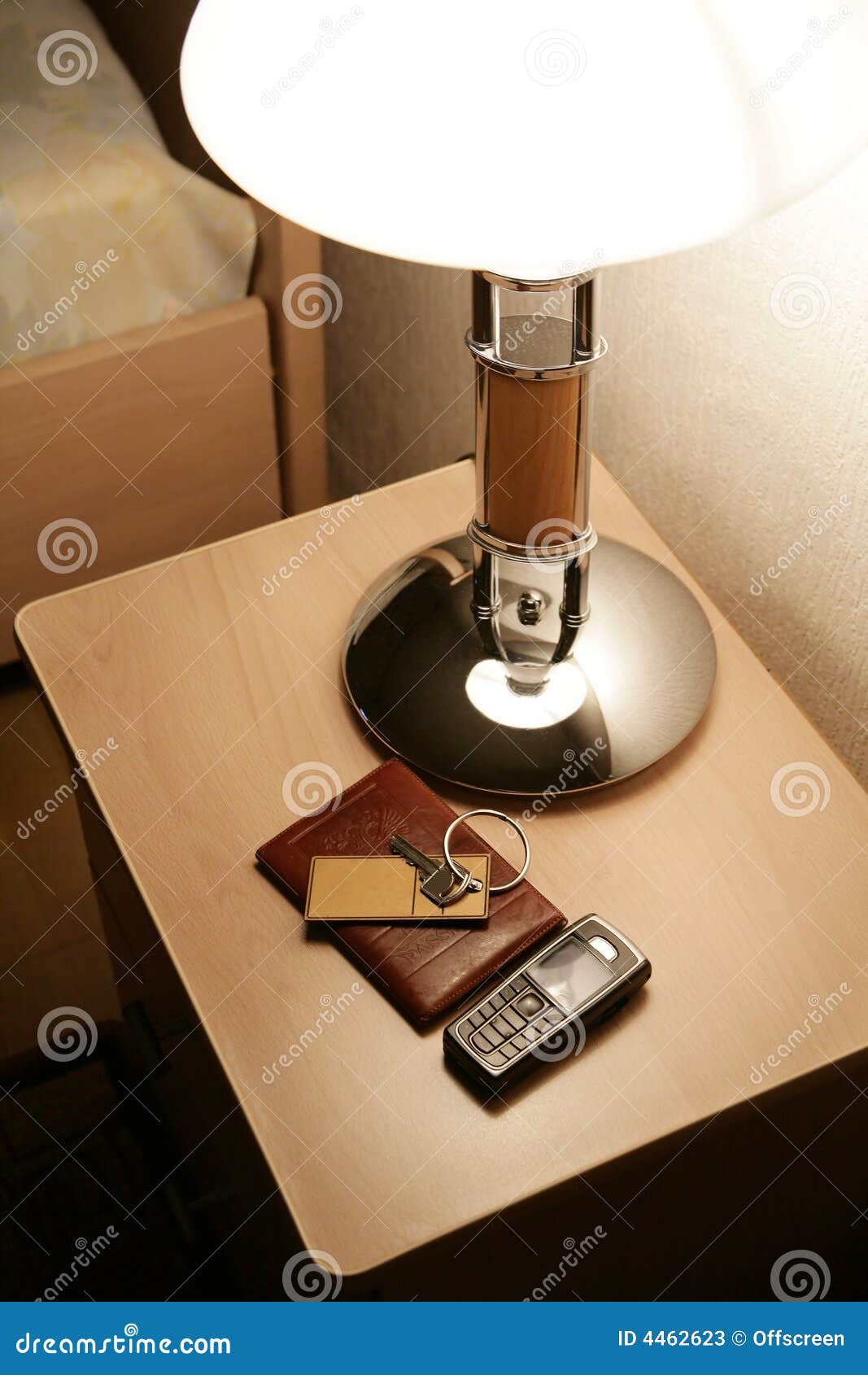Bedside-table in hotel stock image. Image of rest, light - 4462623