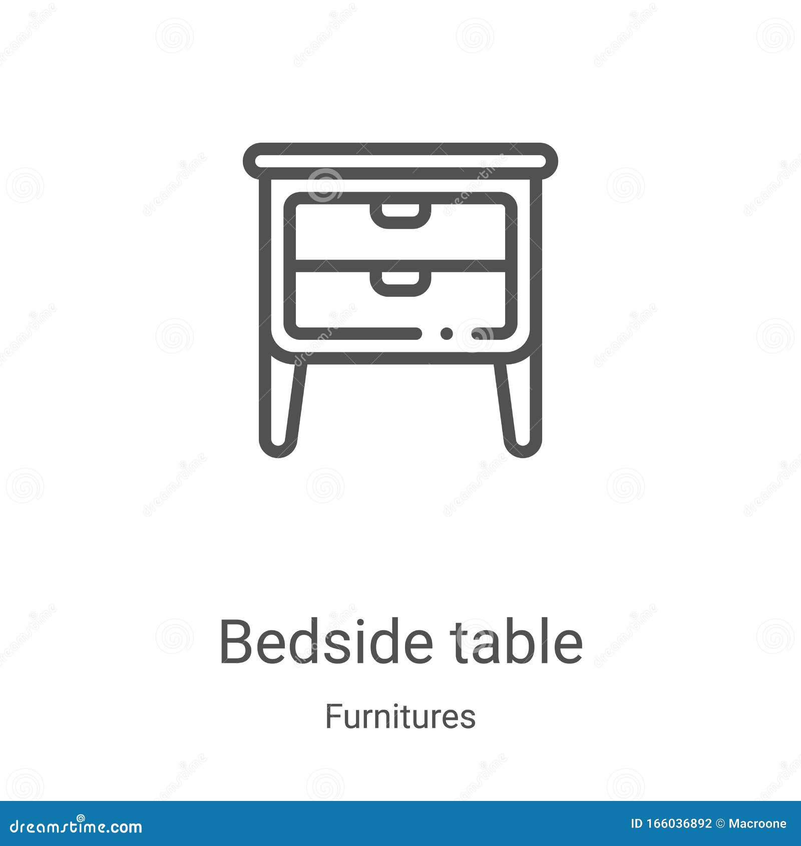Bedside Table Icon Vector from Furnitures Collection. Thin Line Bedside ...