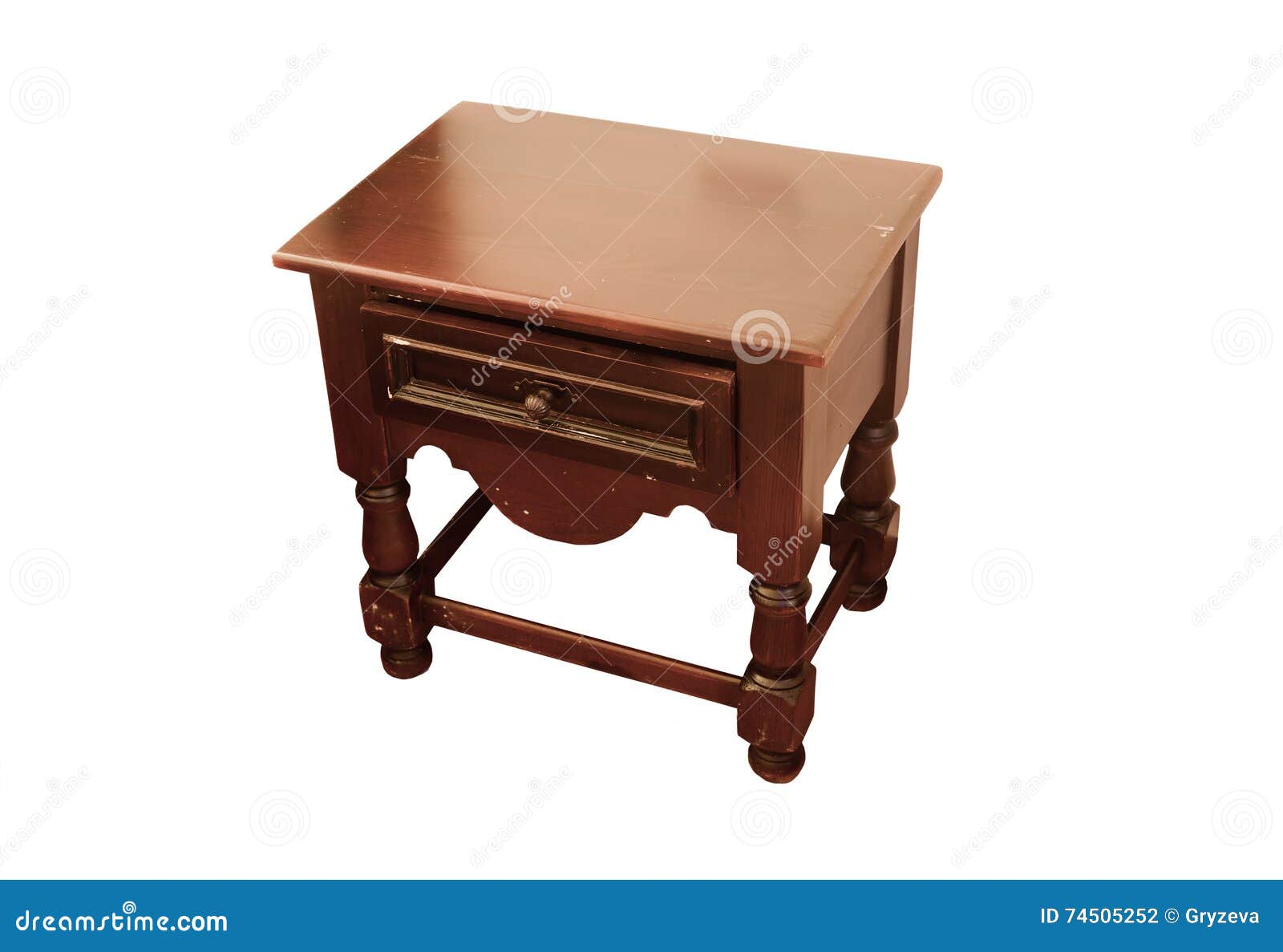 Bedside Table Isolated on a White Background Stock Photo - Image of ...