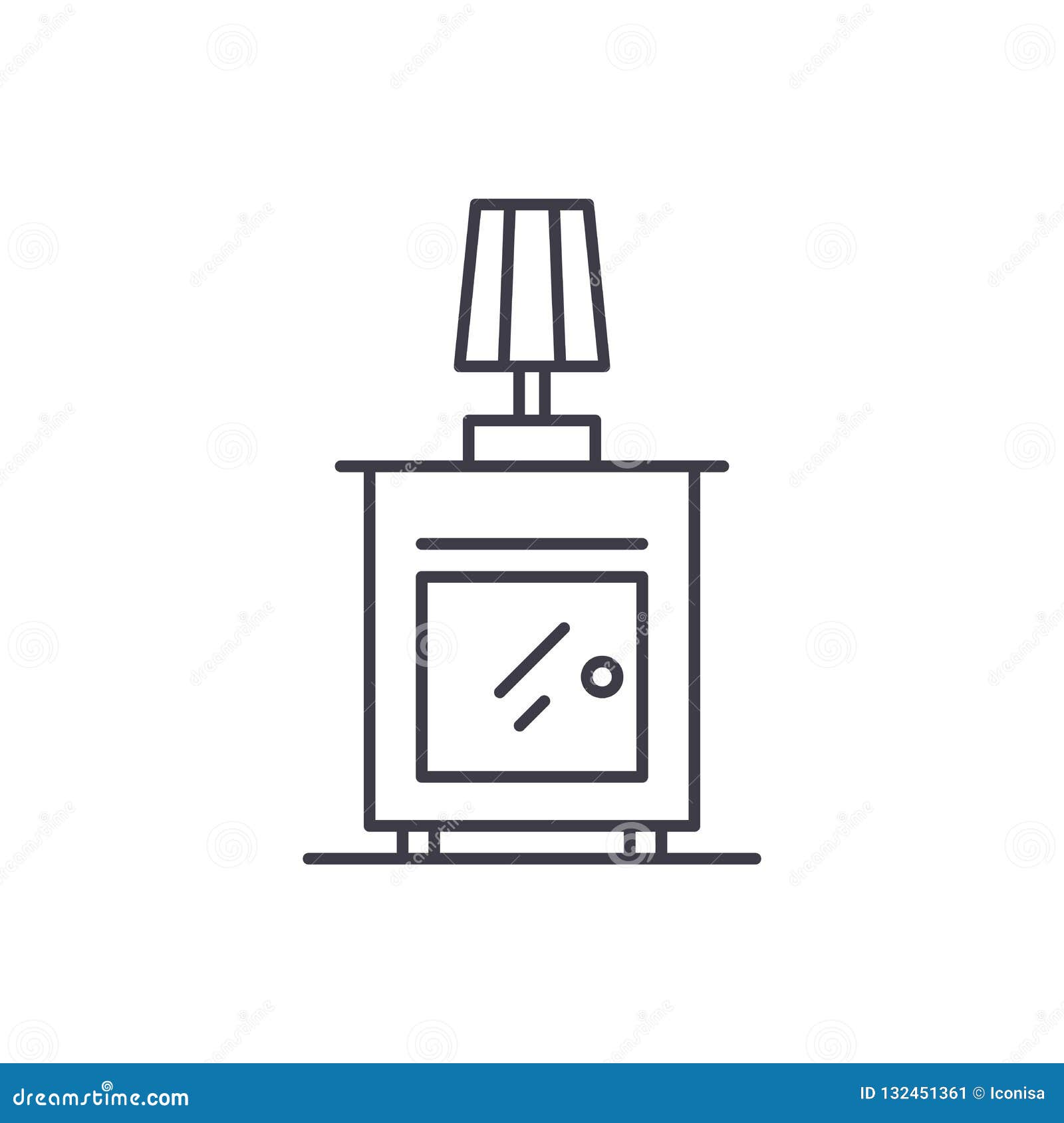 Bedside Table Line Icon Concept. Bedside Table Vector Linear ...