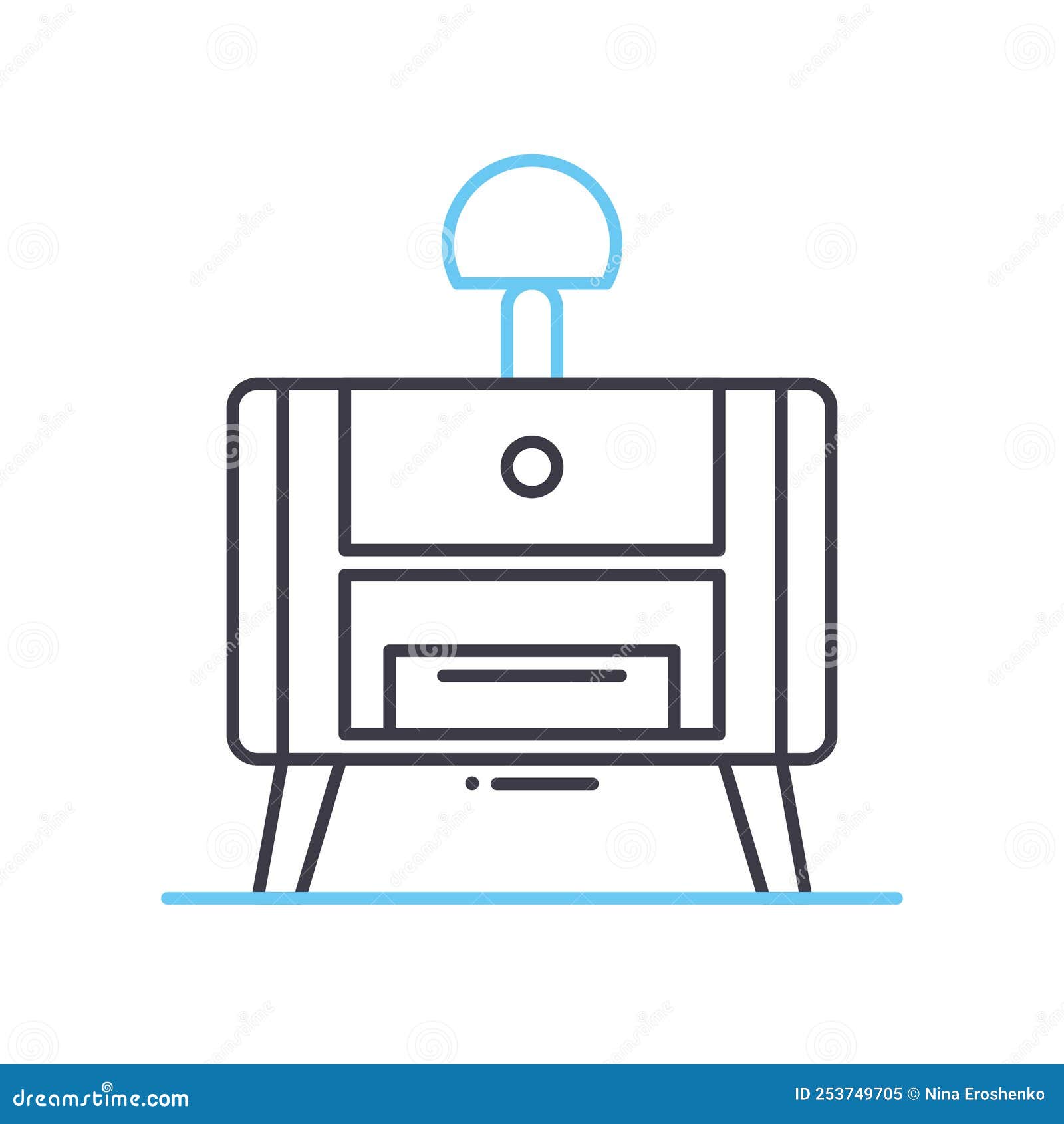 Bedside Table Line Icon, Outline Symbol, Vector Illustration, Concept ...