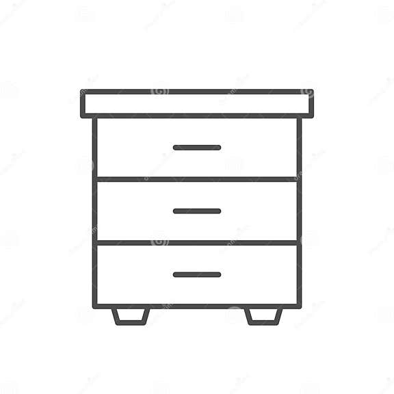 Bedside Table Line Outline Icon Stock Vector - Illustration of ...
