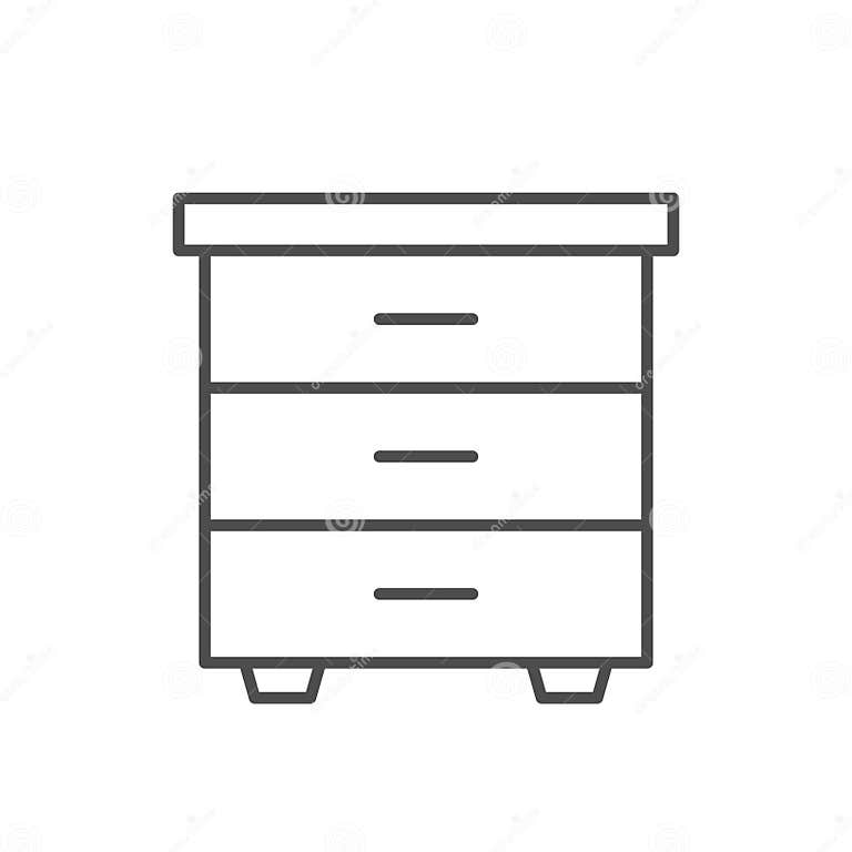 Bedside Table Line Outline Icon Stock Vector - Illustration of ...