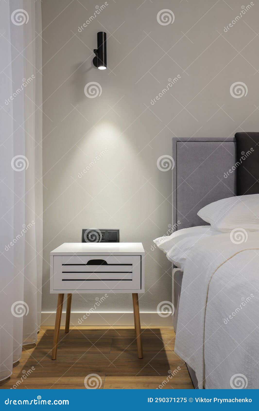 Bedside Table in the Bedroom Interior Stock Image - Image of luxury ...
