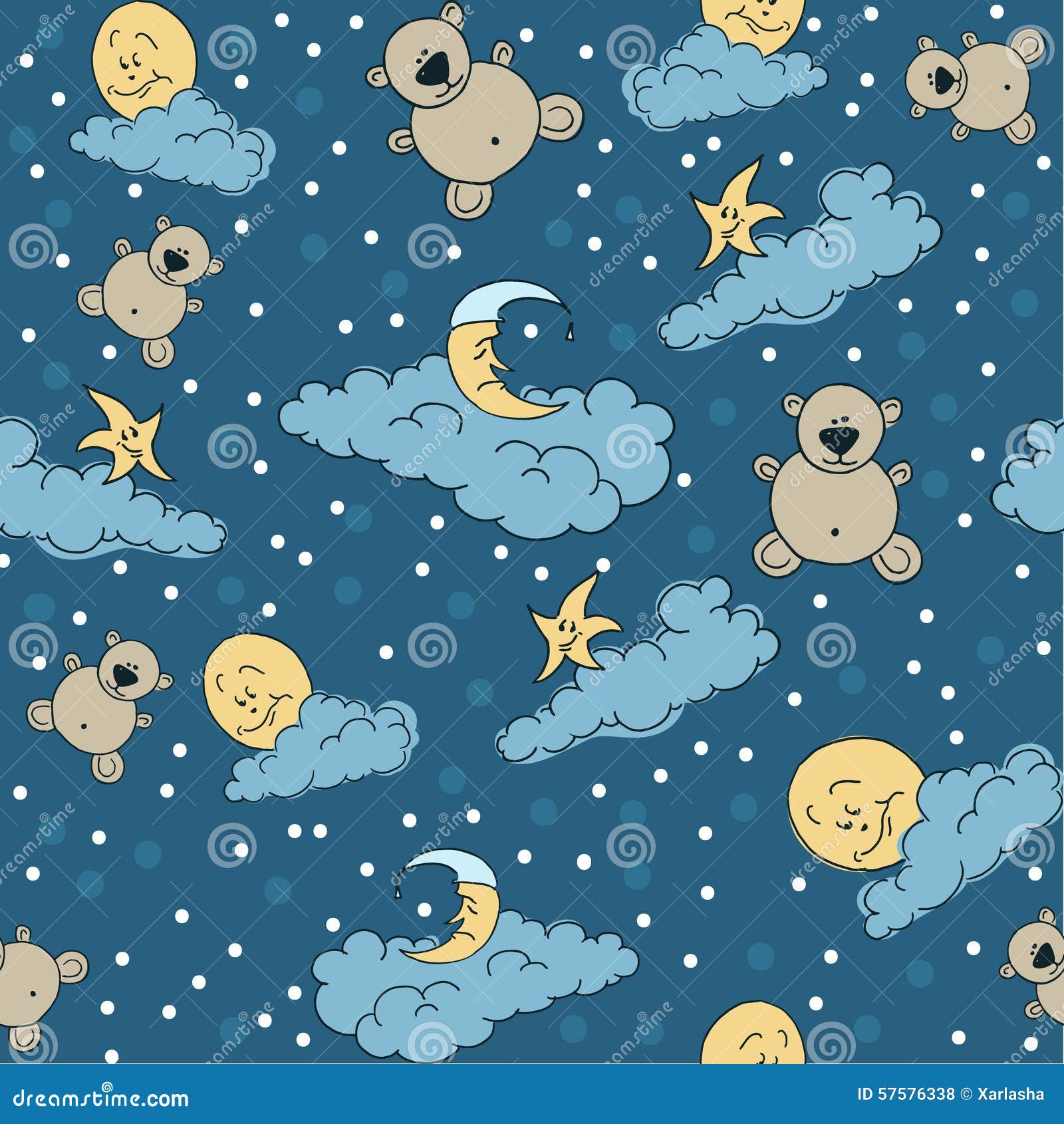 Bedtime Bears Seamless Vector Illustration | CartoonDealer.com #57576338
